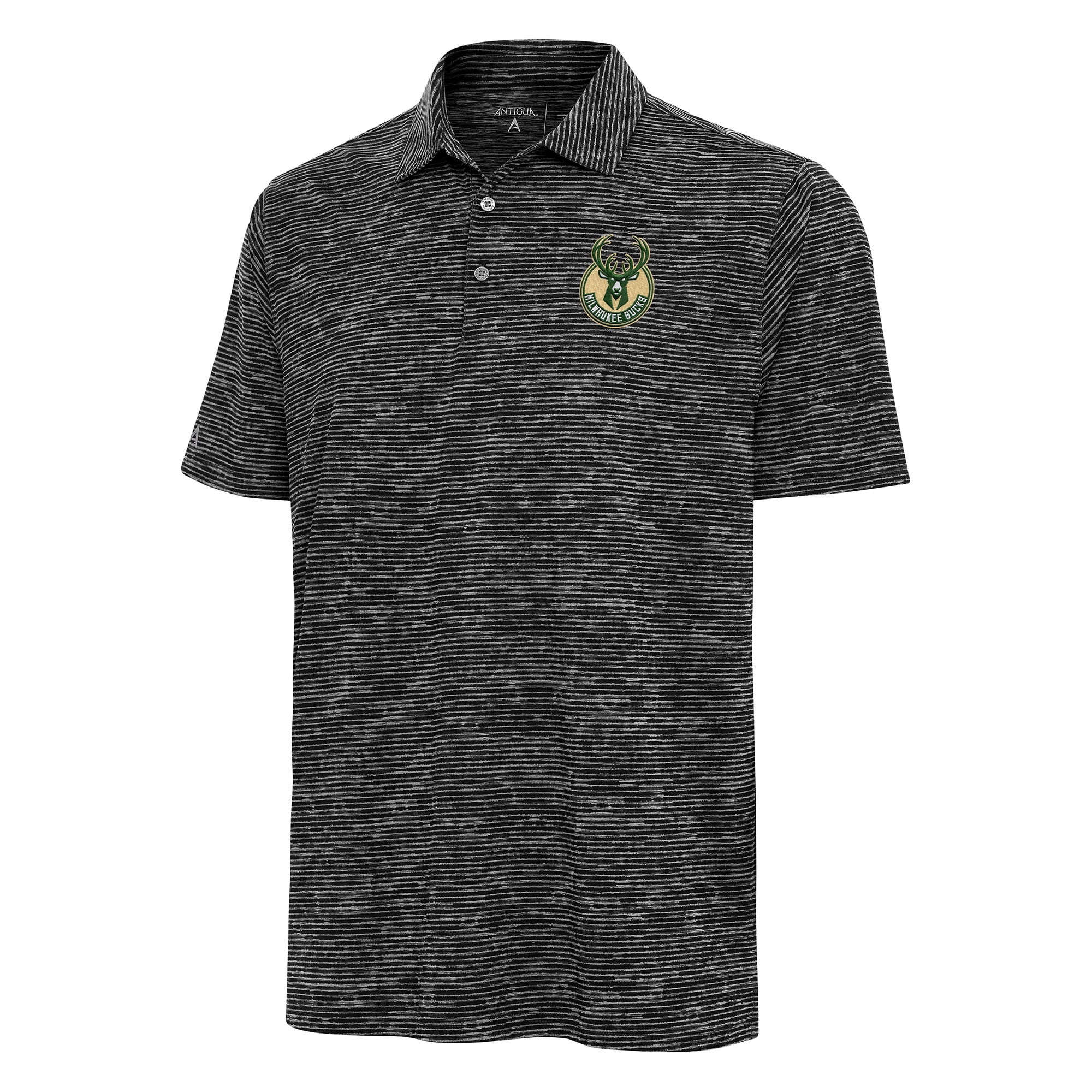 Men's Antigua Heather Black Milwaukee Bucks Static Polo - Walmart.com