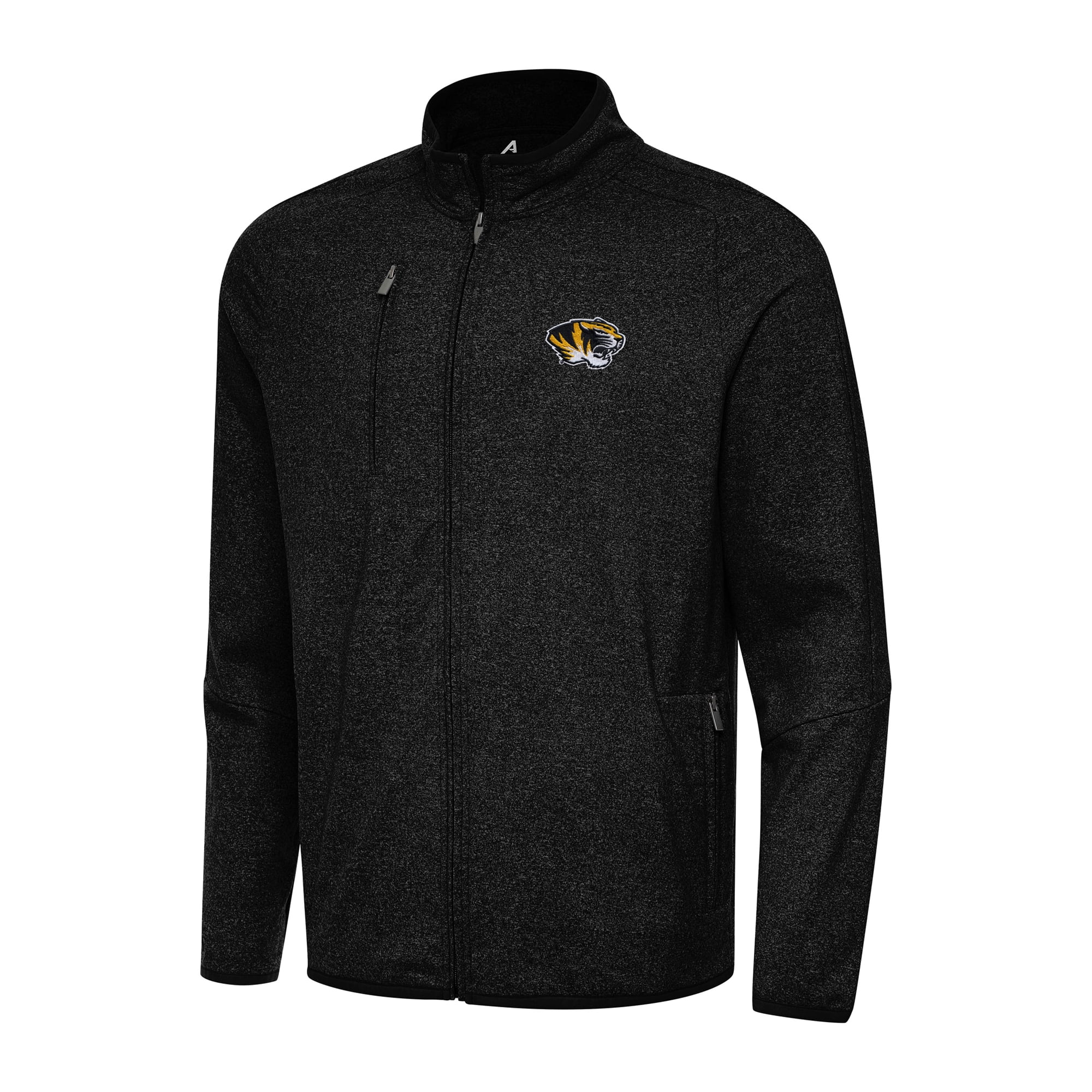 Men's Antigua Heather Black Missouri Tigers Hold-Up Full-Zip Tri-Blend ...