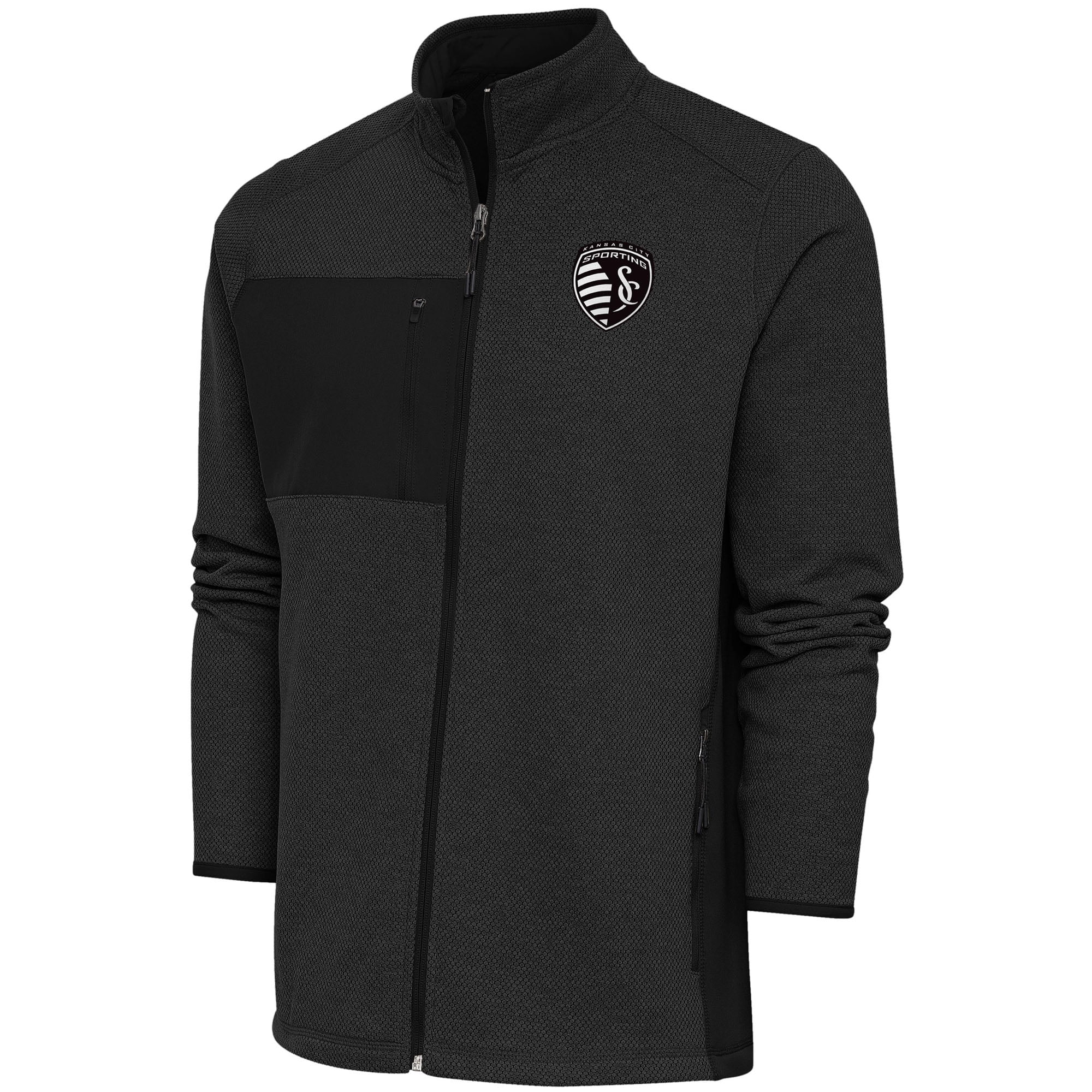 Men's Antigua Heather Black Sporting Kansas City Brushed Metallic ...