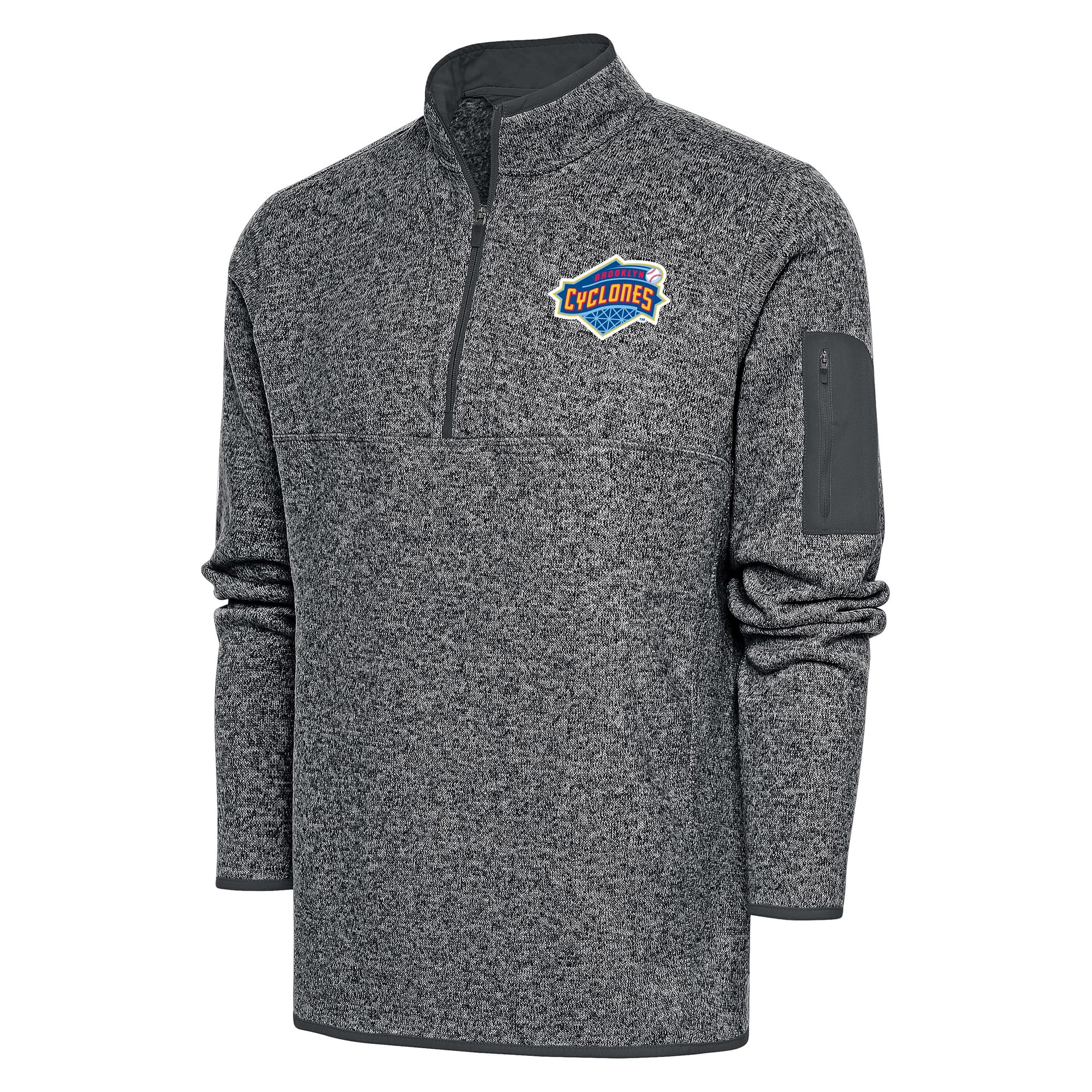 Men's Antigua Heather Charcoal Brooklyn Cyclones Fortune Quarter-Zip ...