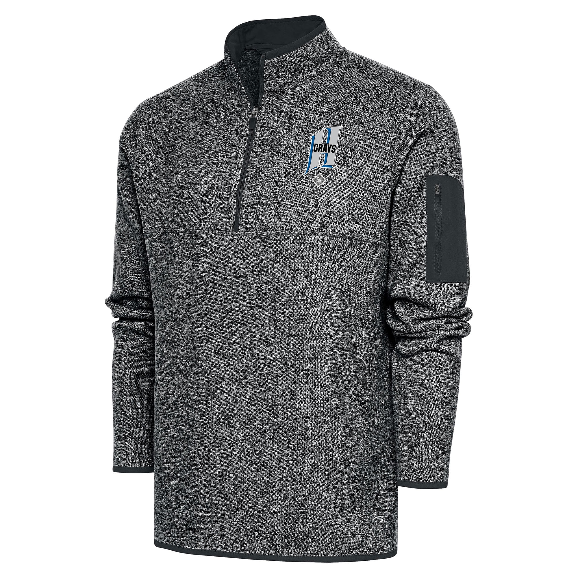 Men's Antigua Heather Charcoal Homestead Grays Fortune Quarter-Zip ...