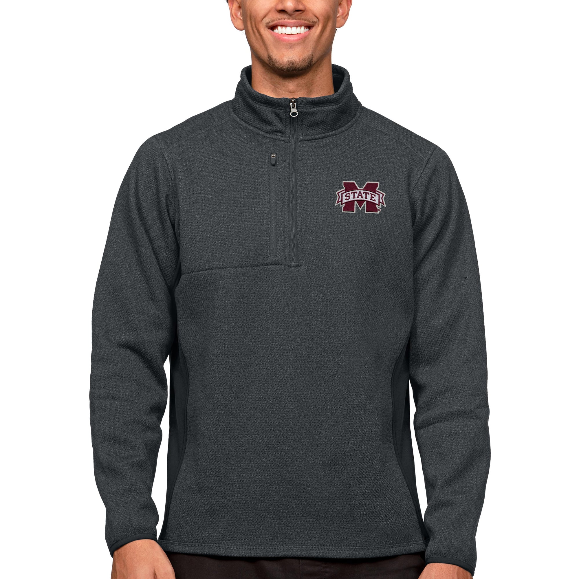 Men's Antigua Heather Charcoal Mississippi State Bulldogs Course ...