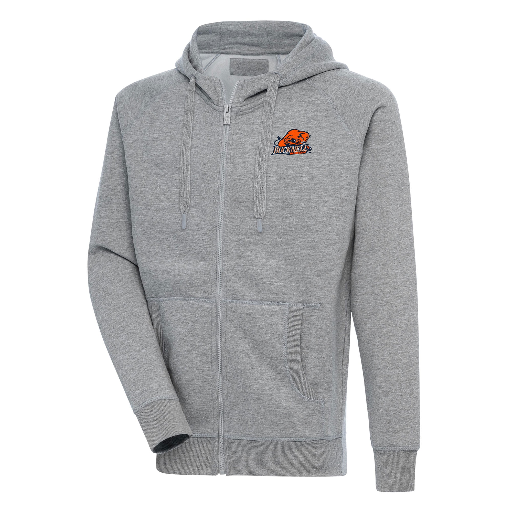 Men's Antigua Heather Gray Bucknell Bison Victory Full-Zip Hoodie ...