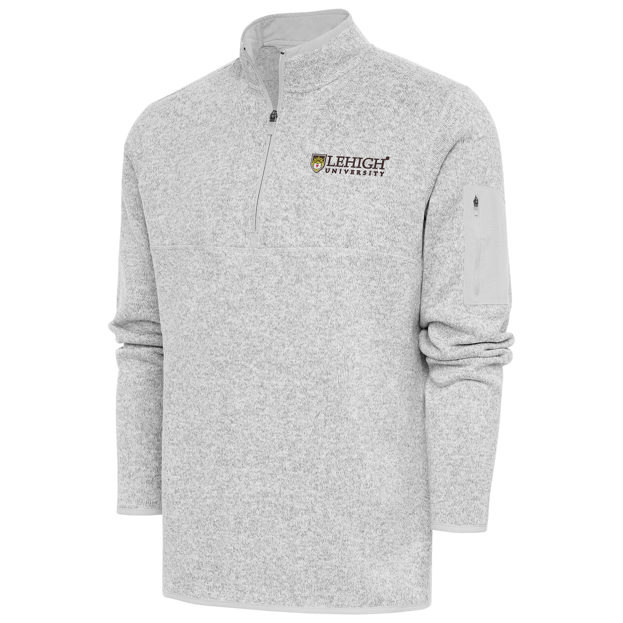 Men's Antigua Heather Gray Lehigh Mountain Hawks Fortune Quarter-Zip ...