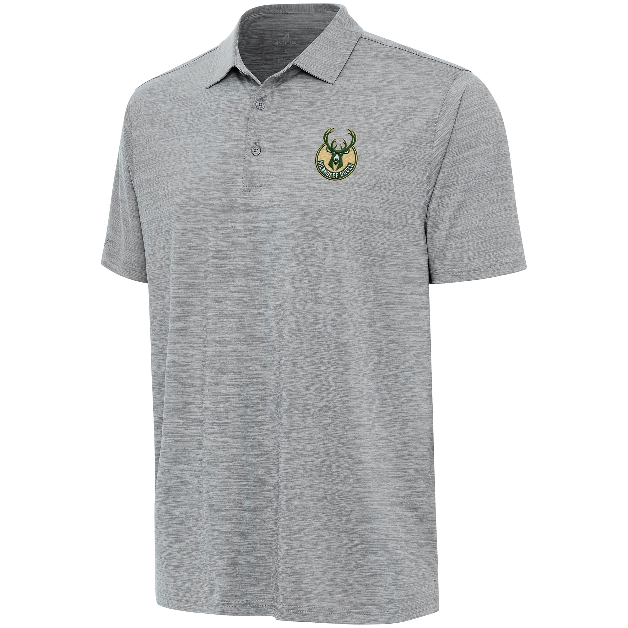 Men's Antigua Heather Gray Milwaukee Bucks Layout Polo - Walmart.com
