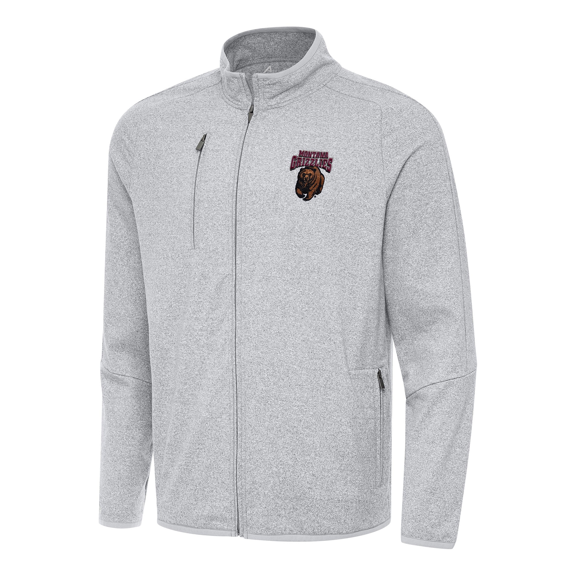 Men's Antigua Heather Gray Montana Grizzlies Hold-Up Full-Zip Tri-Blend ...