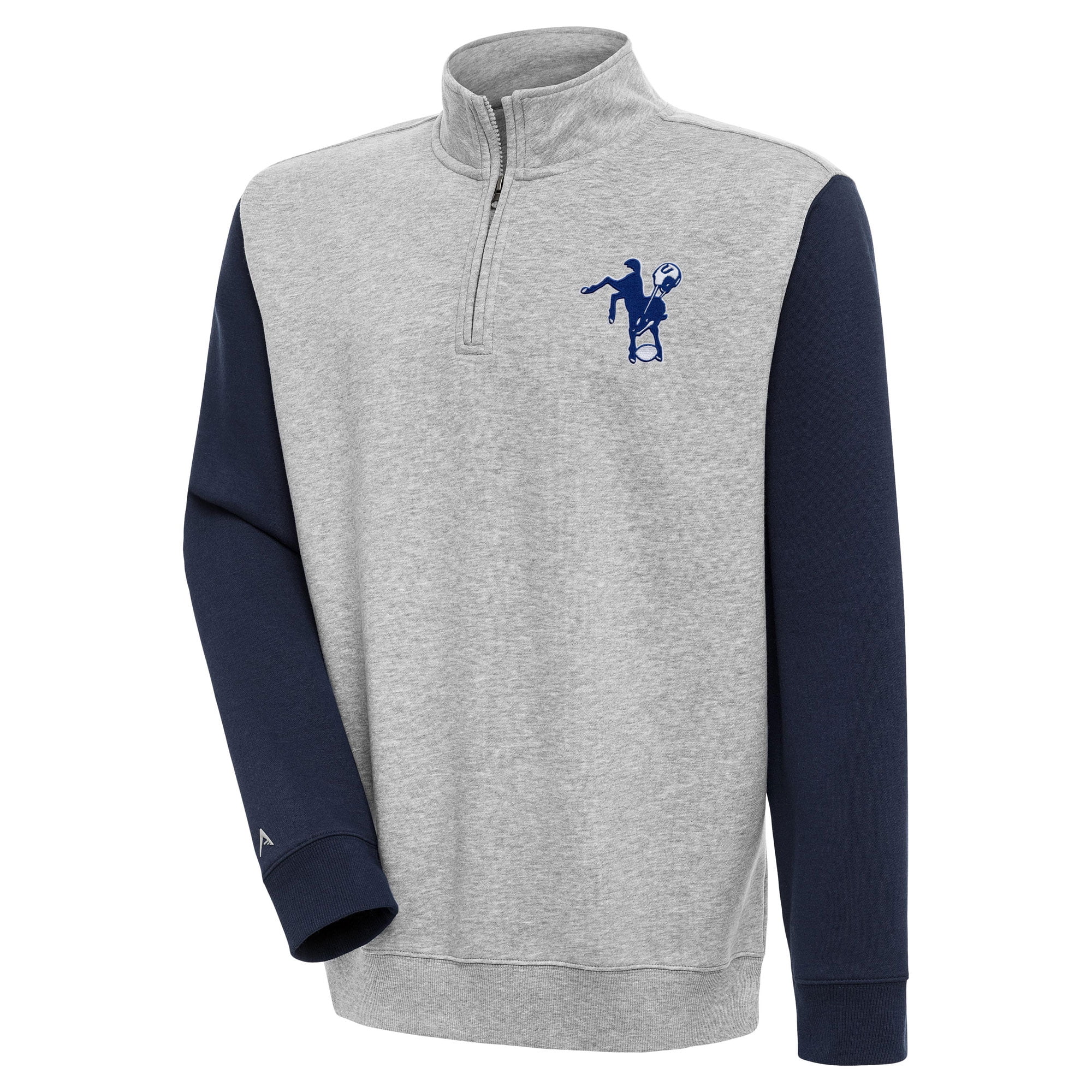 Men's Antigua Heather Gray/Navy Indianapolis Colts Throwback Logo ...