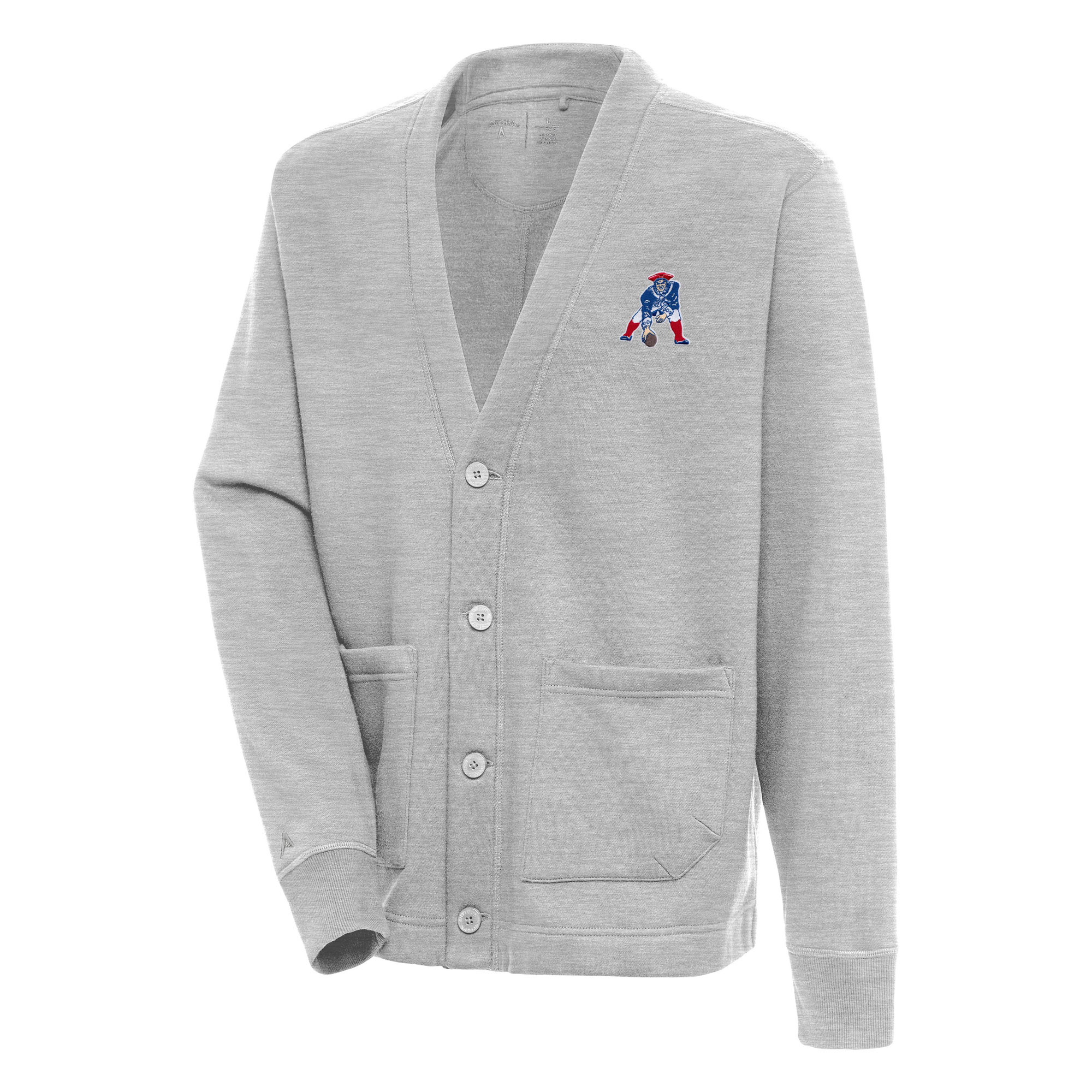 Men's Antigua Heather Gray New England Patriots Throwback Logo Victory ...