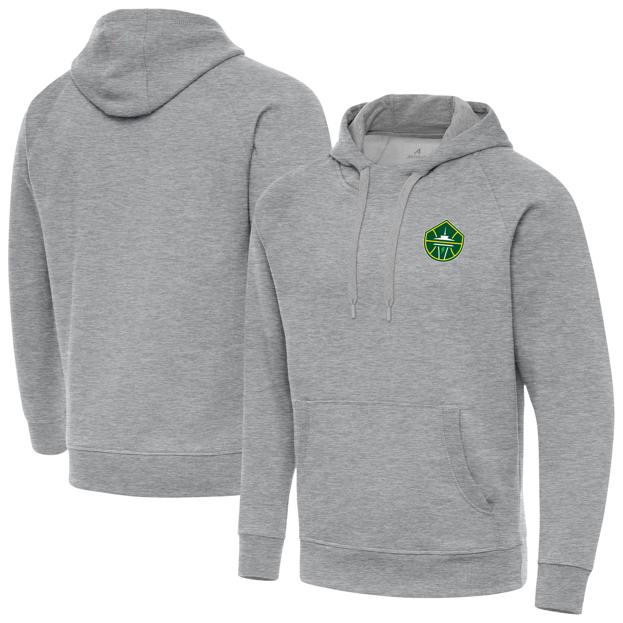 Men's Antigua Heather Gray Seattle Storm Victory Pullover Hoodie ...