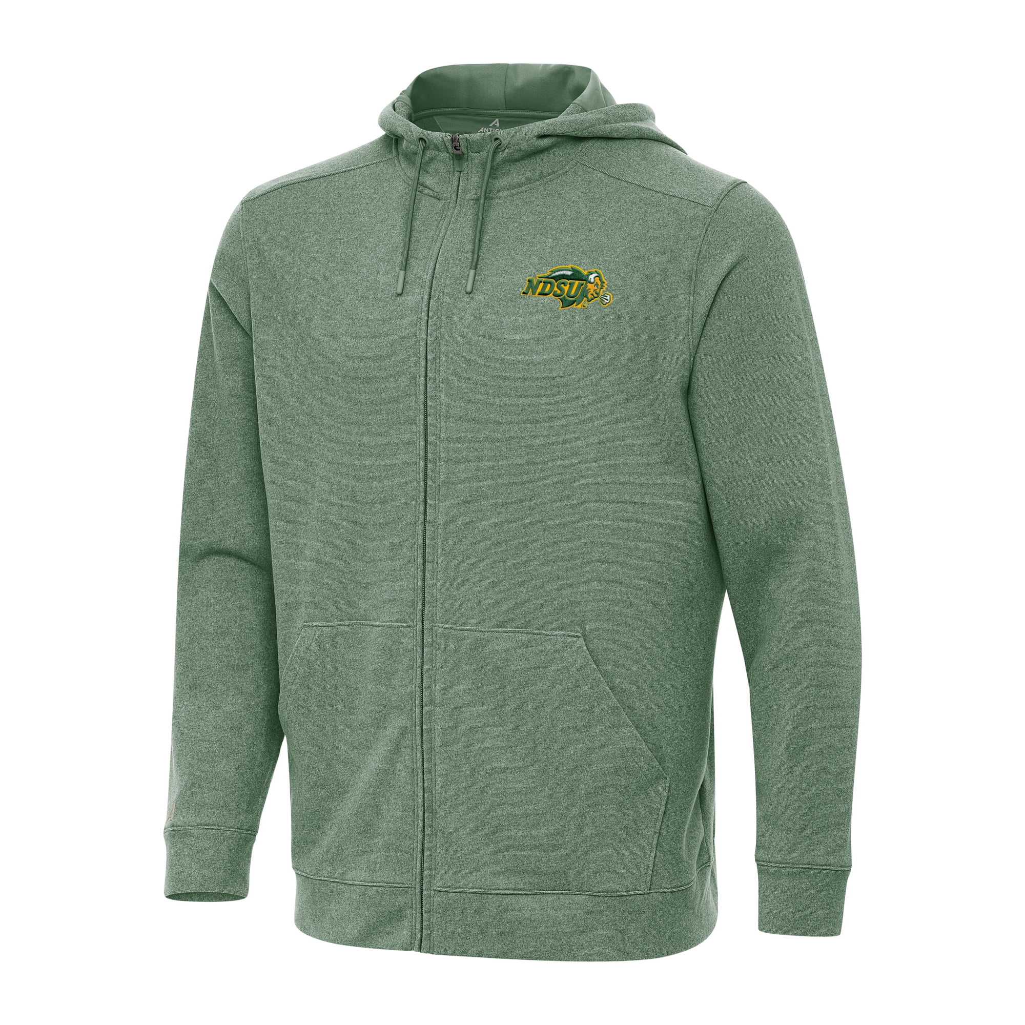 Men's Antigua Heather Green NDSU Bison Effortless Full-Zip Hoodie ...