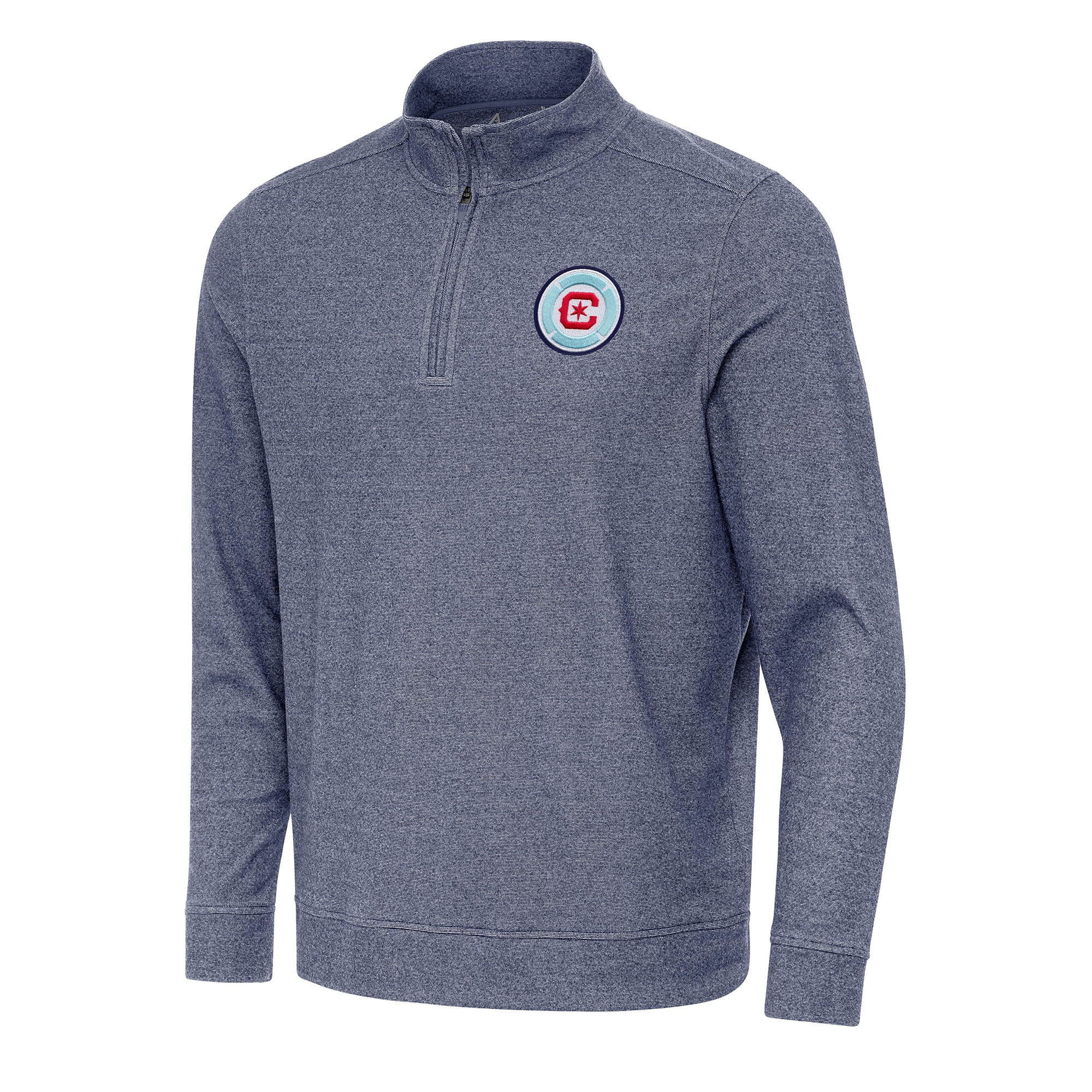 Men's Antigua Heather Navy Chicago Fire Subtle Quarter-Zip Jacket ...