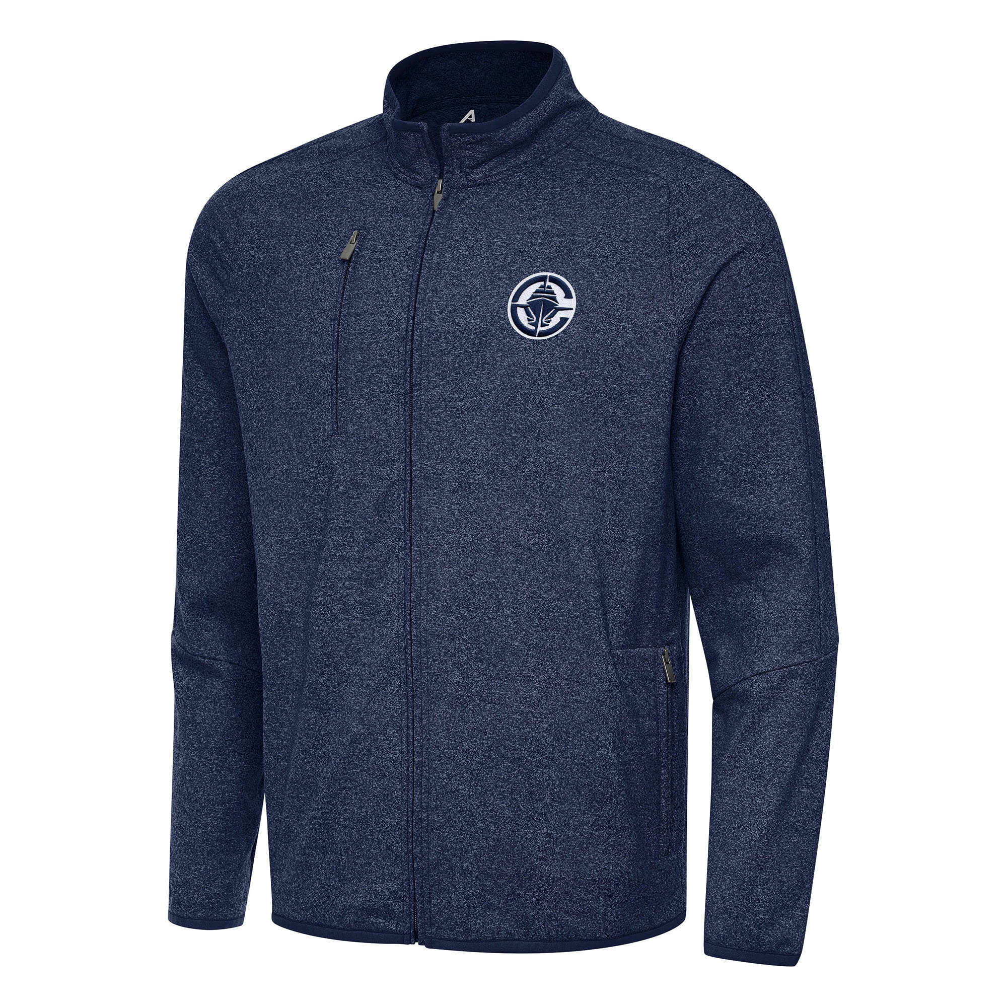 Men's Antigua Heather Navy LA Clippers Hold-Up Full-Zip Tri-Blend ...