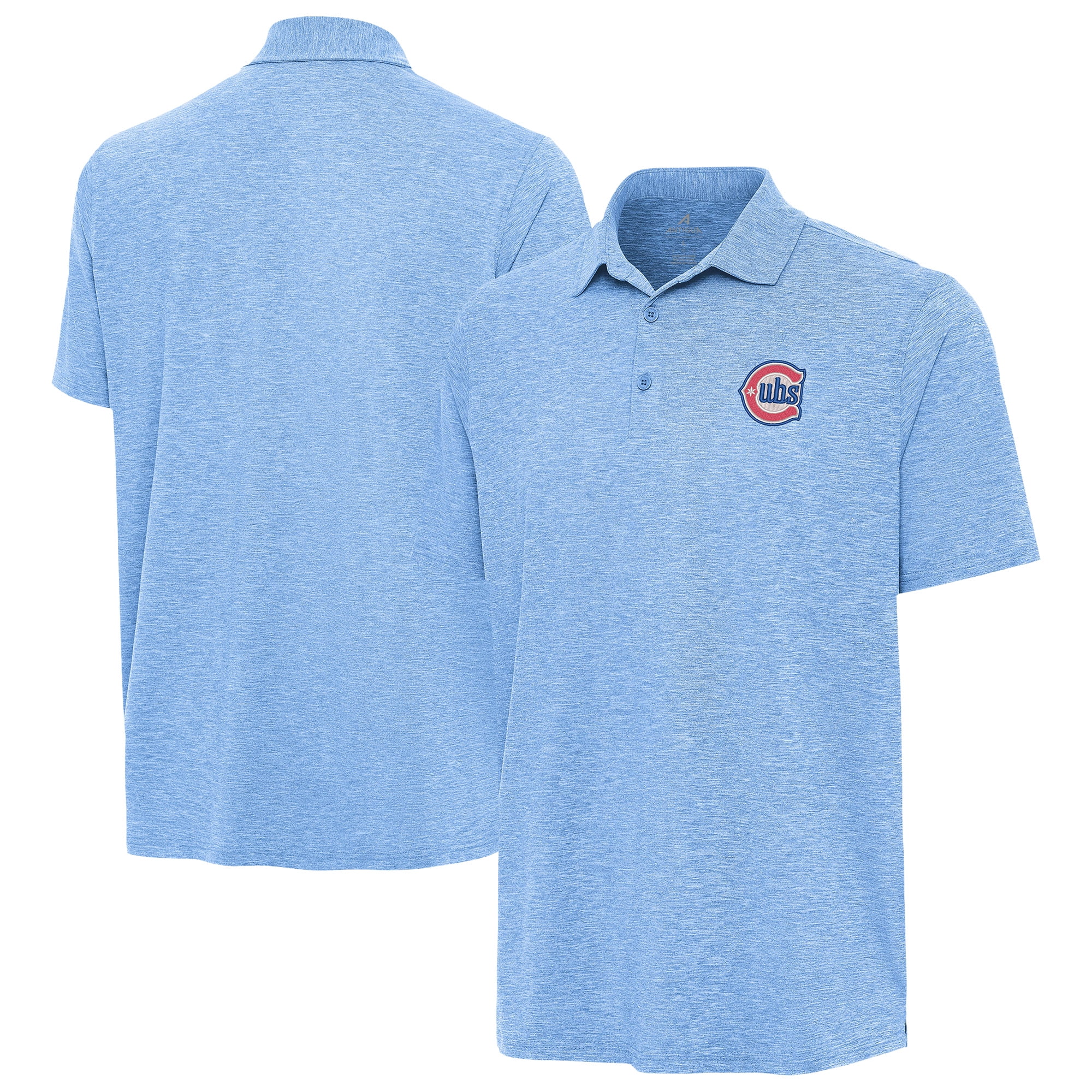 Men's Antigua Heather Powder Blue Chicago Cubs Alternate Logo Par 3 ...
