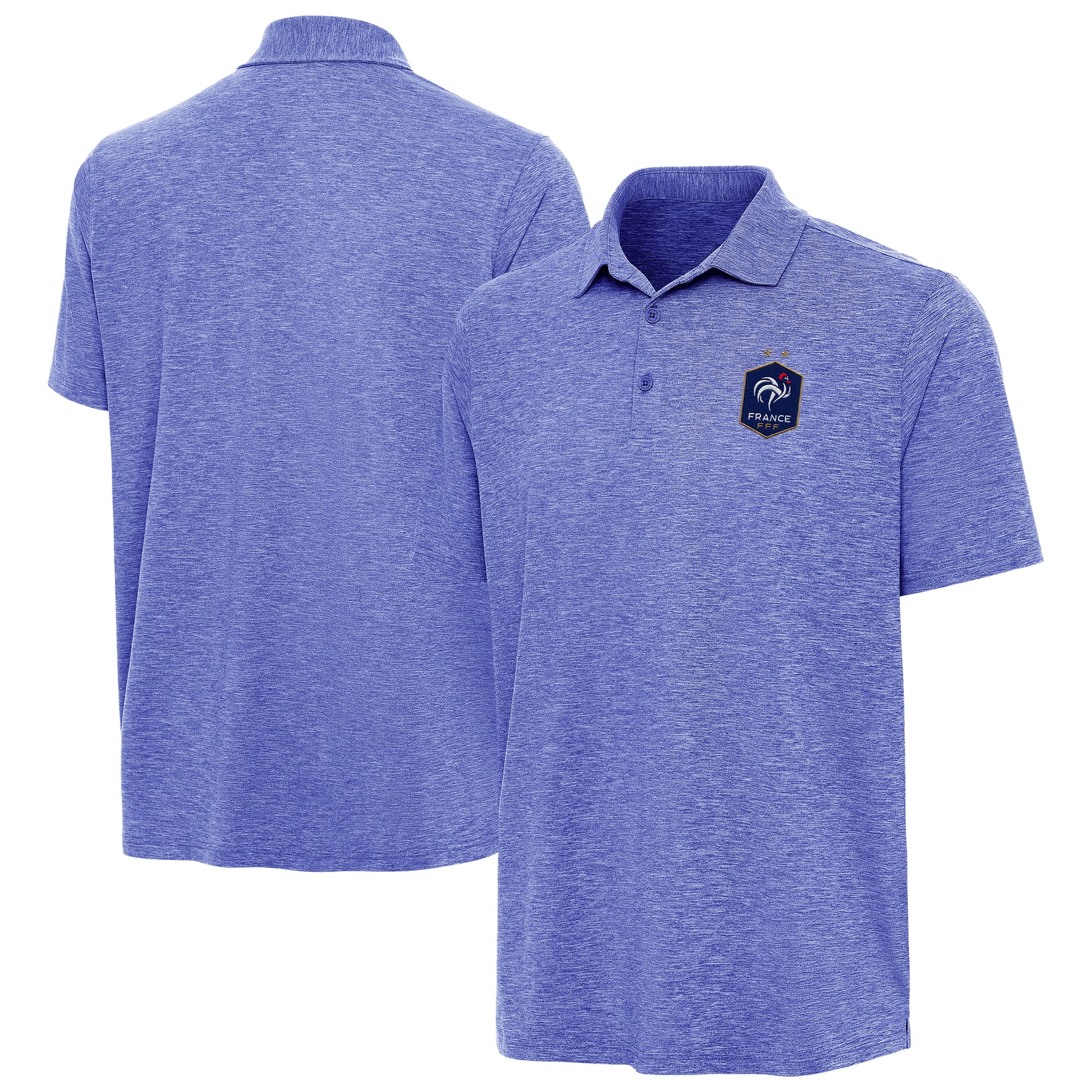 Men's Antigua Heather Royal France National Team Triple Shot Polo ...