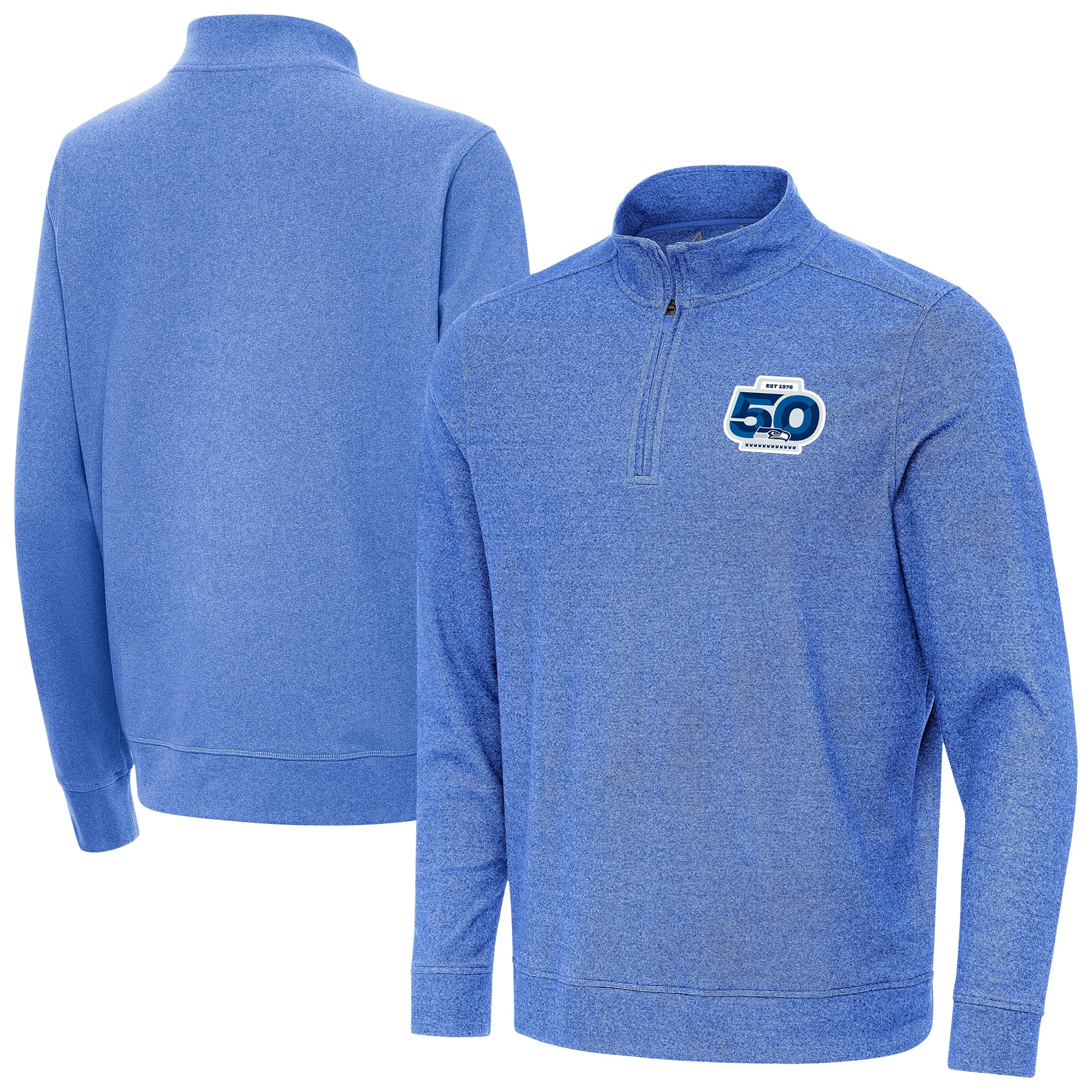 Men's Antigua Heather Royal Seattle Seahawks 50th Season Subtle Quarter ...
