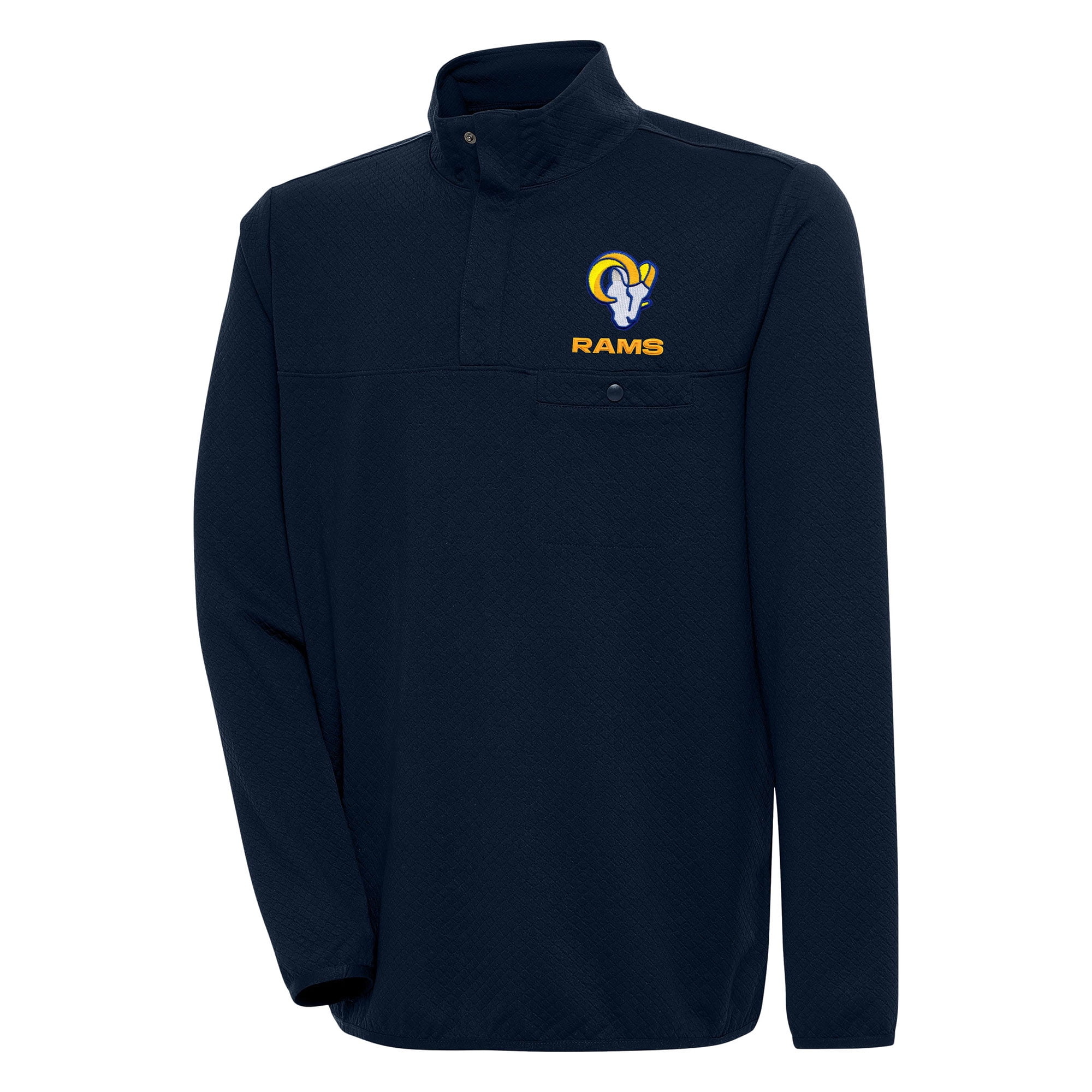 Men's Antigua Navy Los Angeles Rams Streamer Quarter-Snap Pullover ...