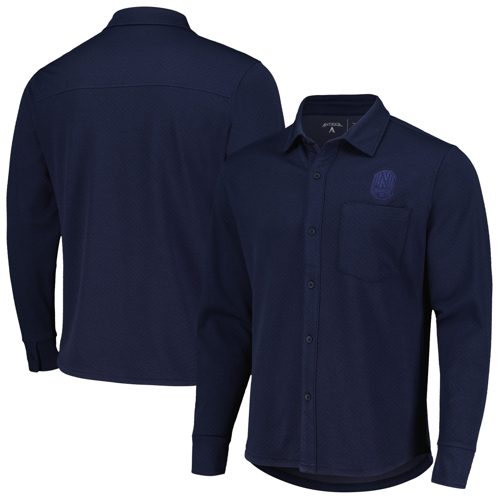 Men's Antigua Navy Nashville SC Streamer Diamond Button-Up Shacket ...
