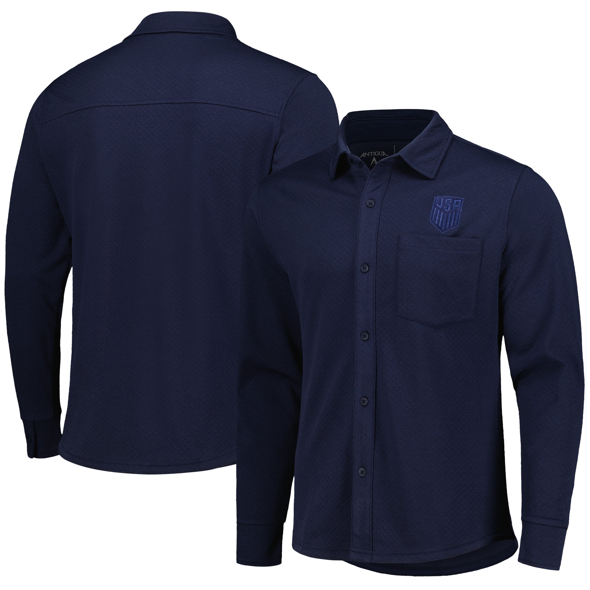 Men's Antigua Navy USMNT Streamer Diamond Button-Up Shacket - Walmart.com