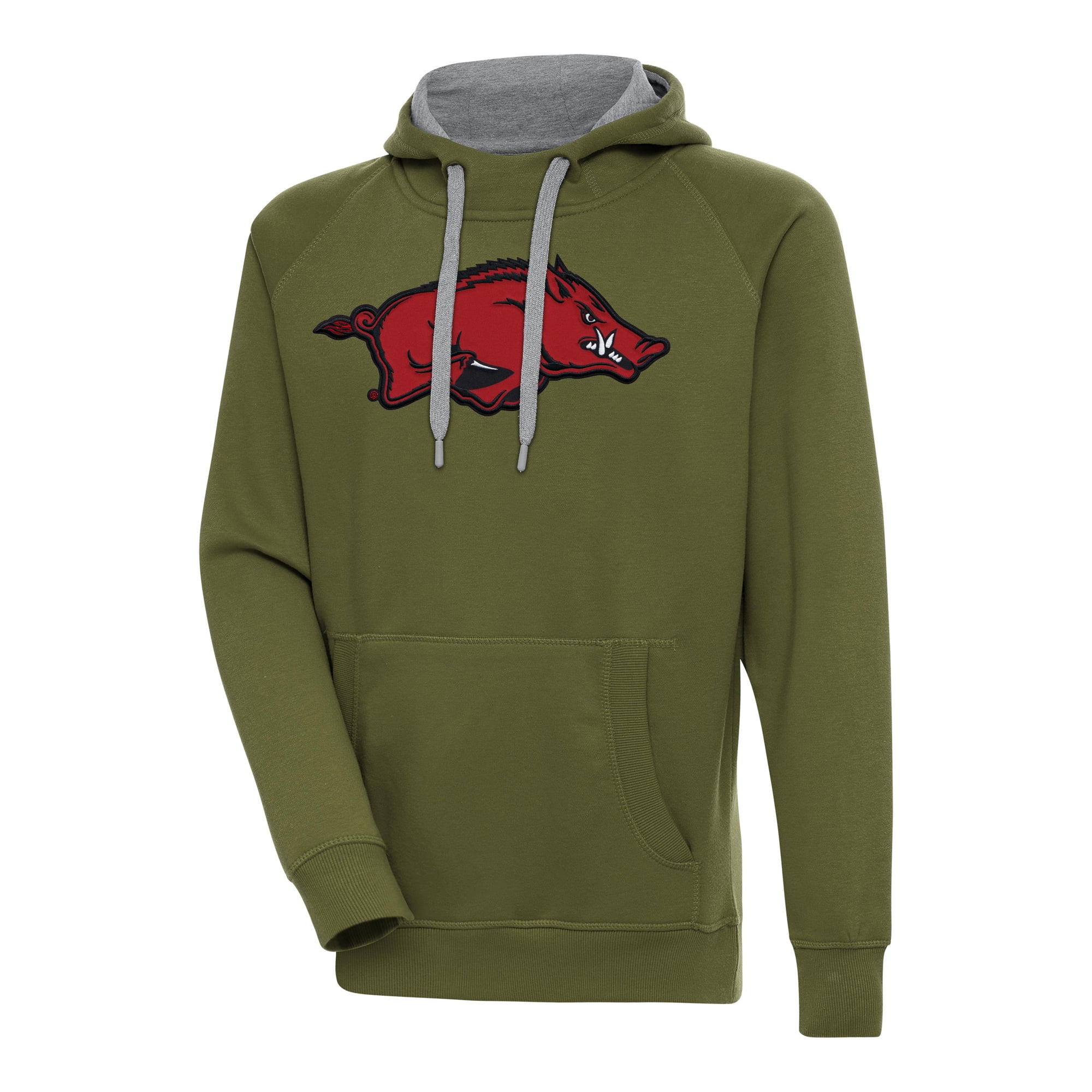 Men's Antigua Olive Arkansas Razorbacks Victory Pullover Hoodie ...
