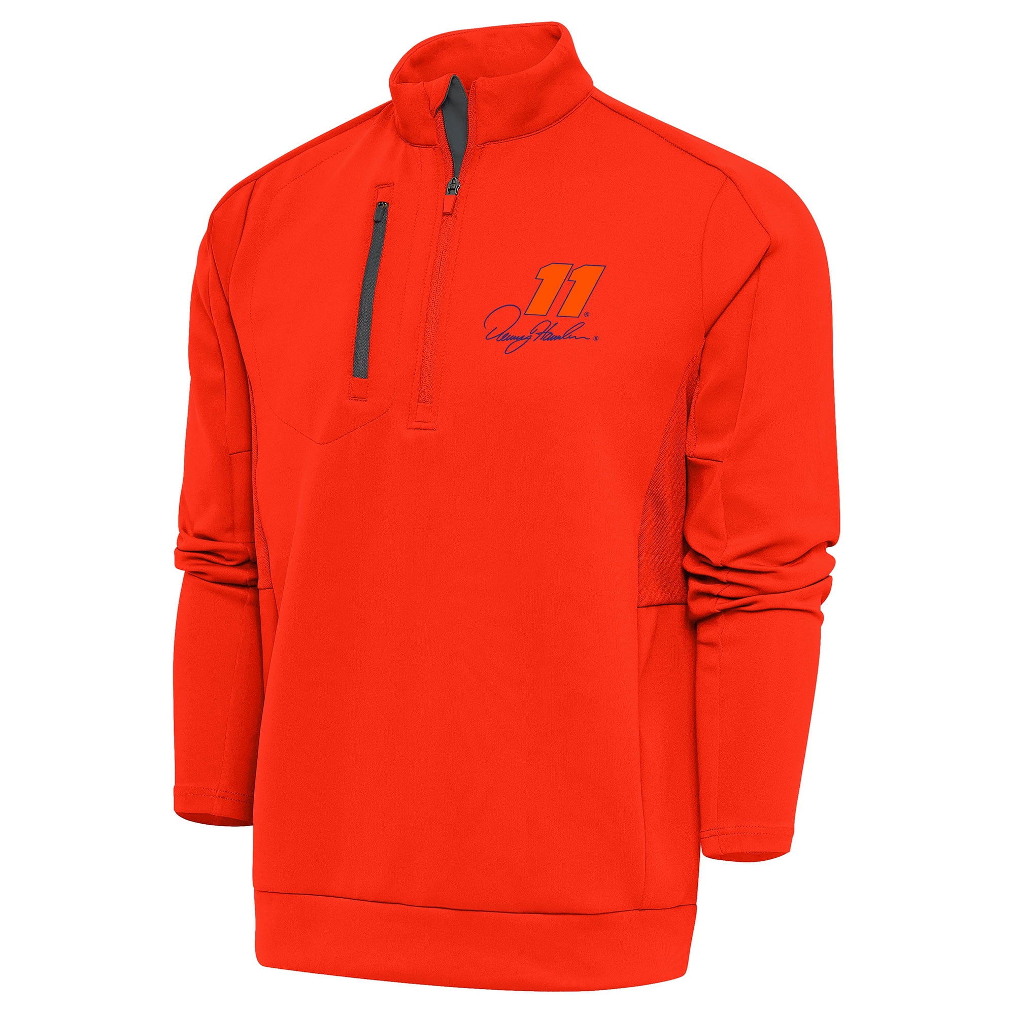 Men's Antigua Orange Denny Hamlin Generation Quarter-Zip Pullover Top ...