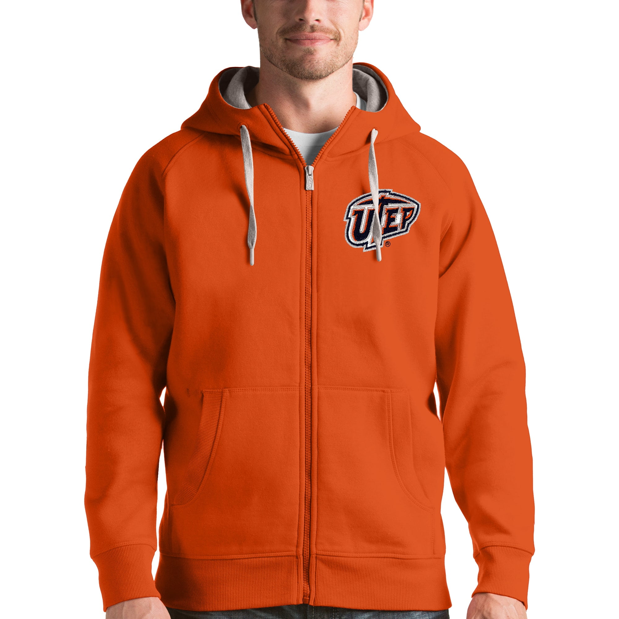 Men's Antigua Orange UTEP Miners Victory Full-Zip Hoodie - Walmart.com