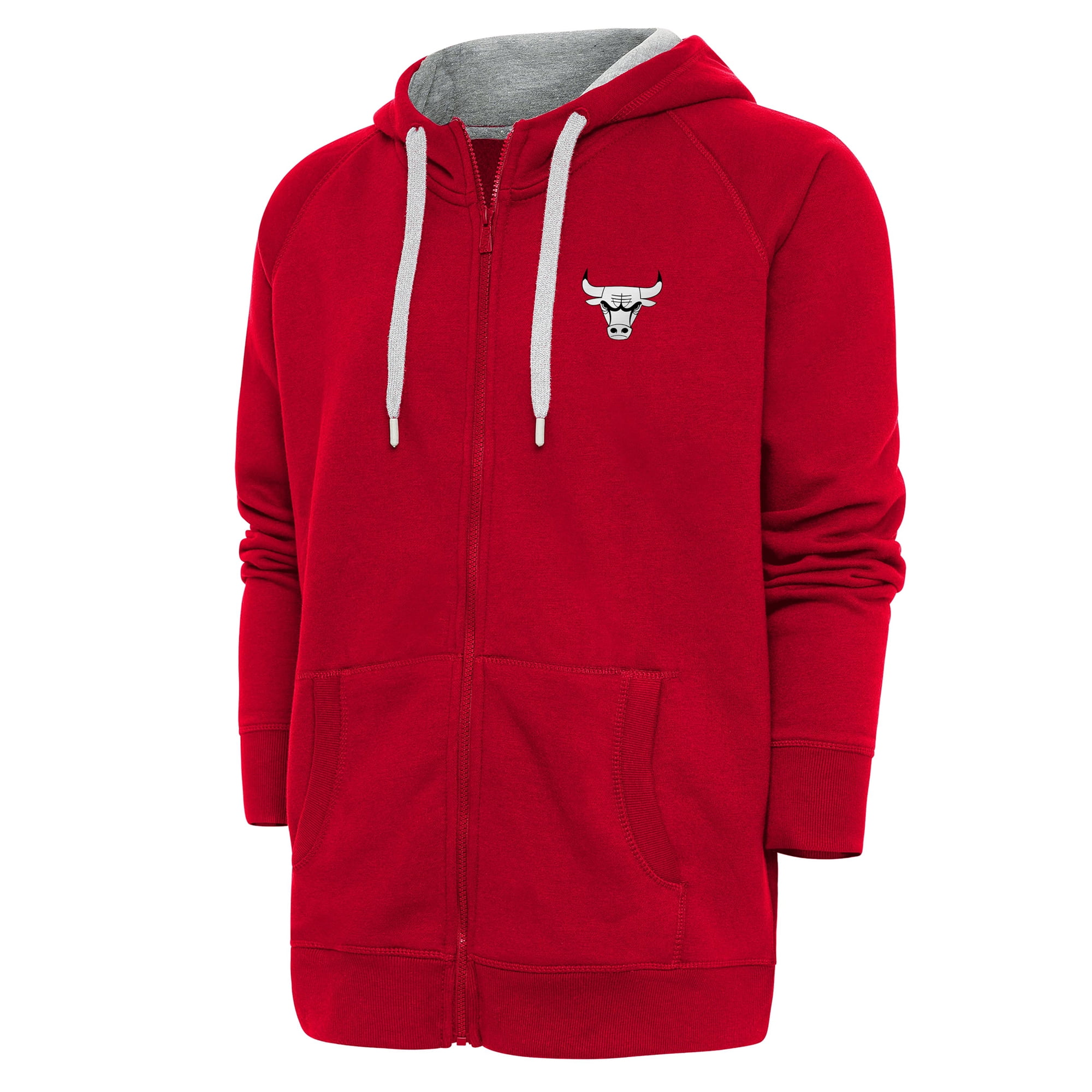 Men's Antigua Red Chicago Bulls Metallic Logo Victory Raglan Full-Zip ...