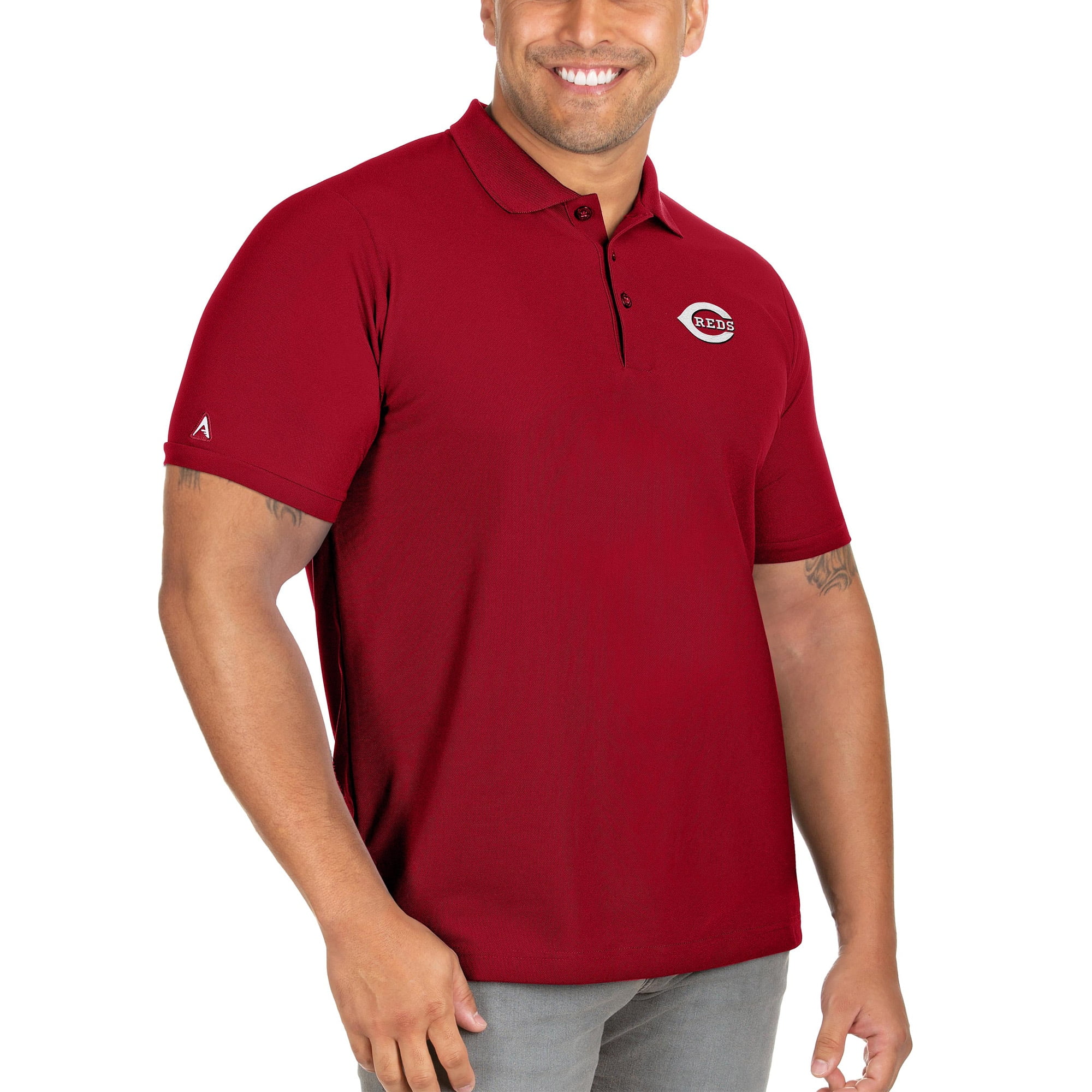 Men's Antigua Red Cincinnati Reds Big & Tall Legacy Pique Polo ...