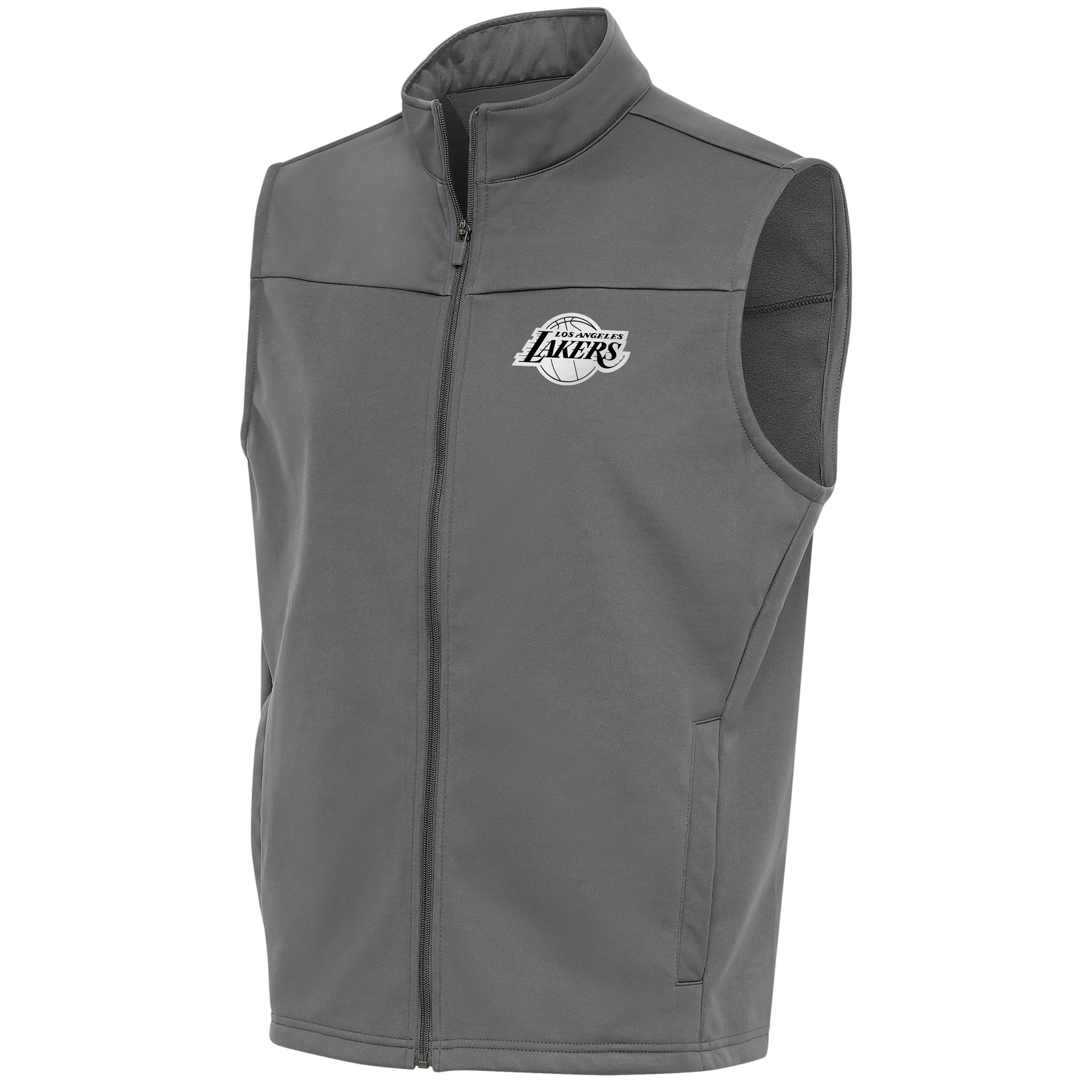 Men's Antigua Steel Los Angeles Lakers Metallic Logo Links Full-Zip ...