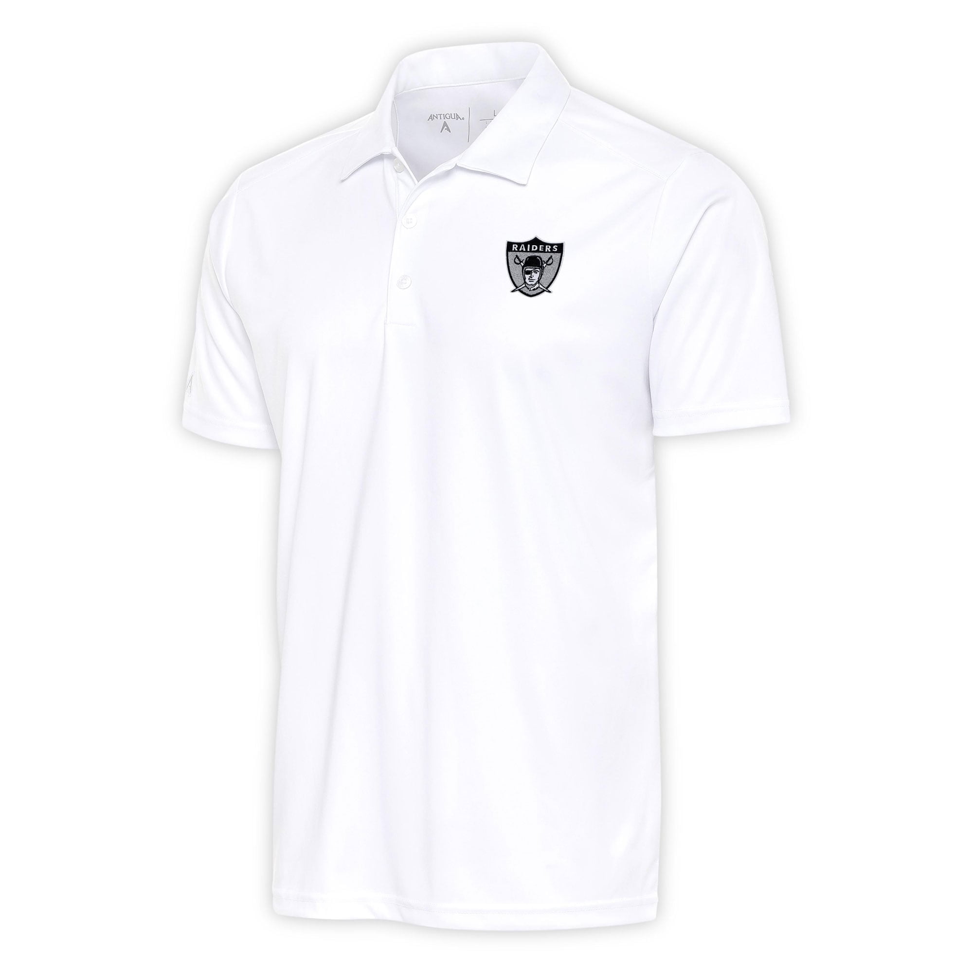 Men's Antigua White Las Vegas Raiders Team Logo Throwback Tribute Polo ...