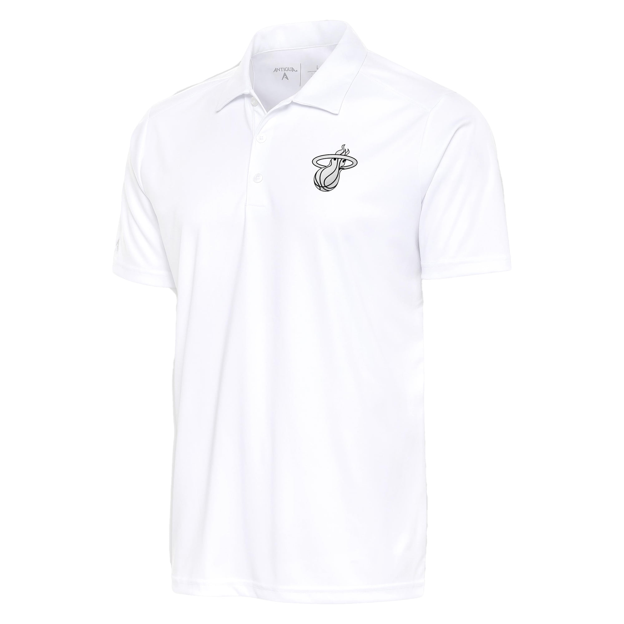 Men's Antigua White Miami Heat Metallic Logo Tribute Desert Dry Polo ...