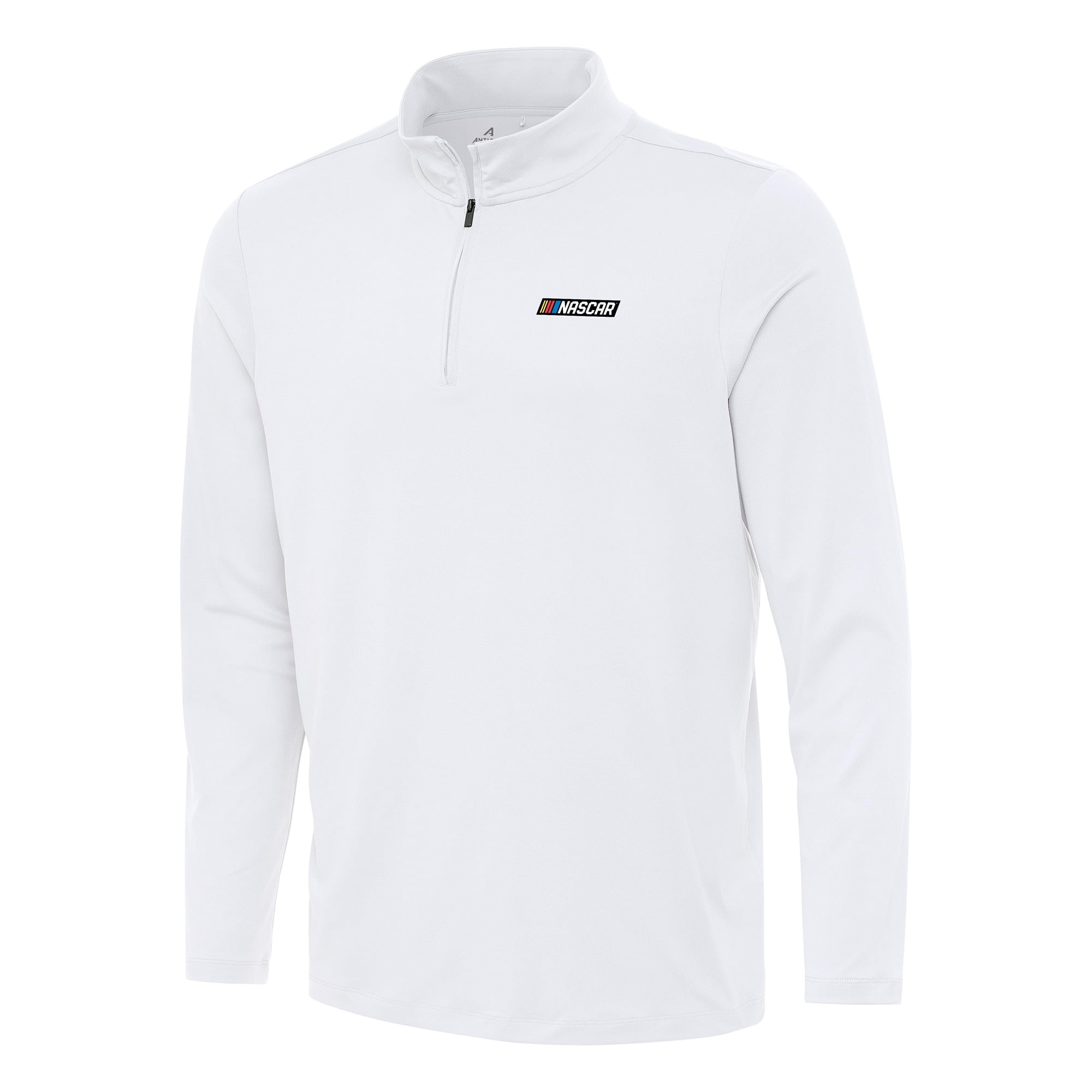 Men's-Antigua White NASCAR Merchandise Reprocess Quarter-Zip Top ...