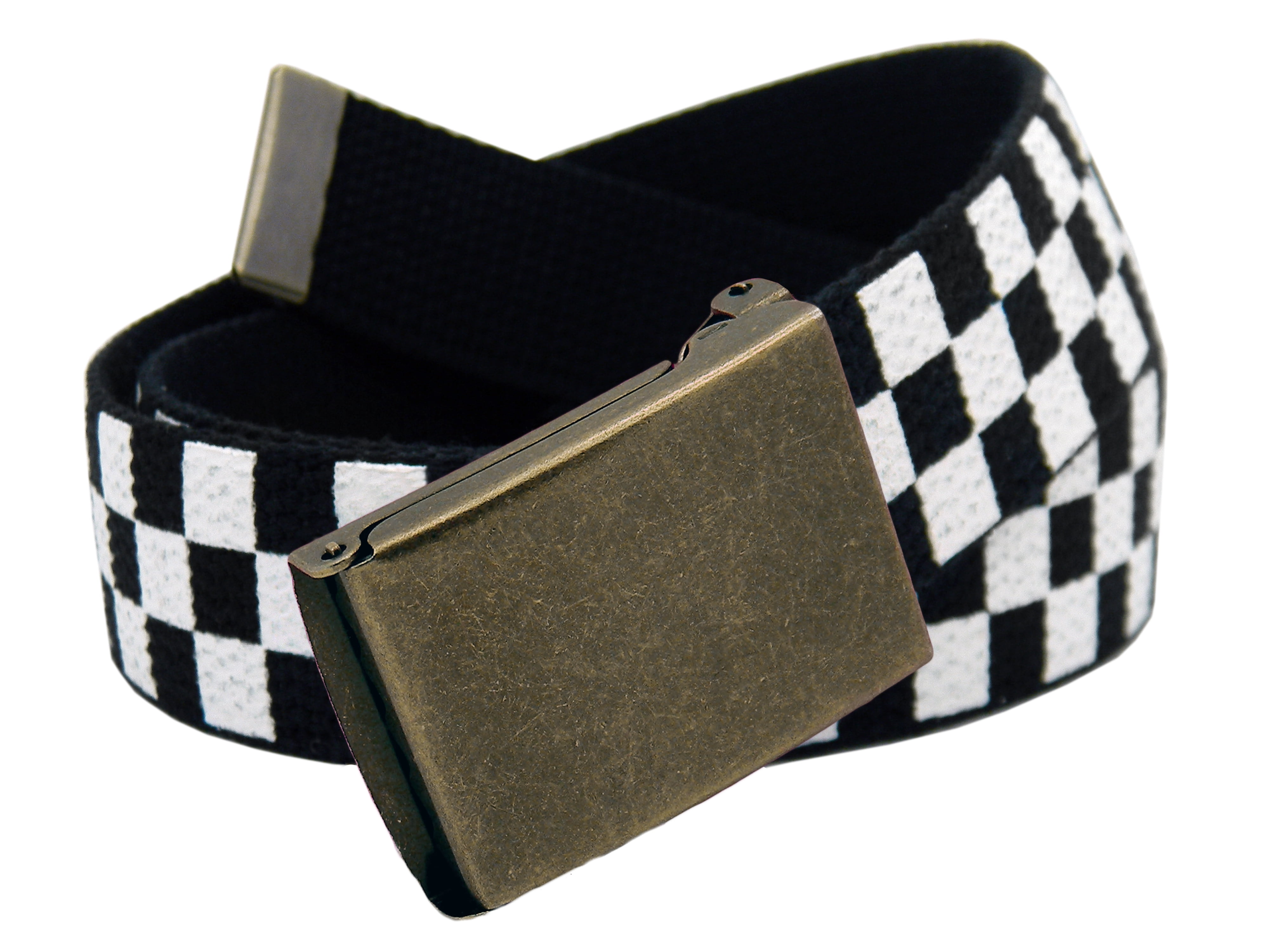 Men's Antique Brass Flip Top Military Belt Buckle with Canvas Web Belt ...