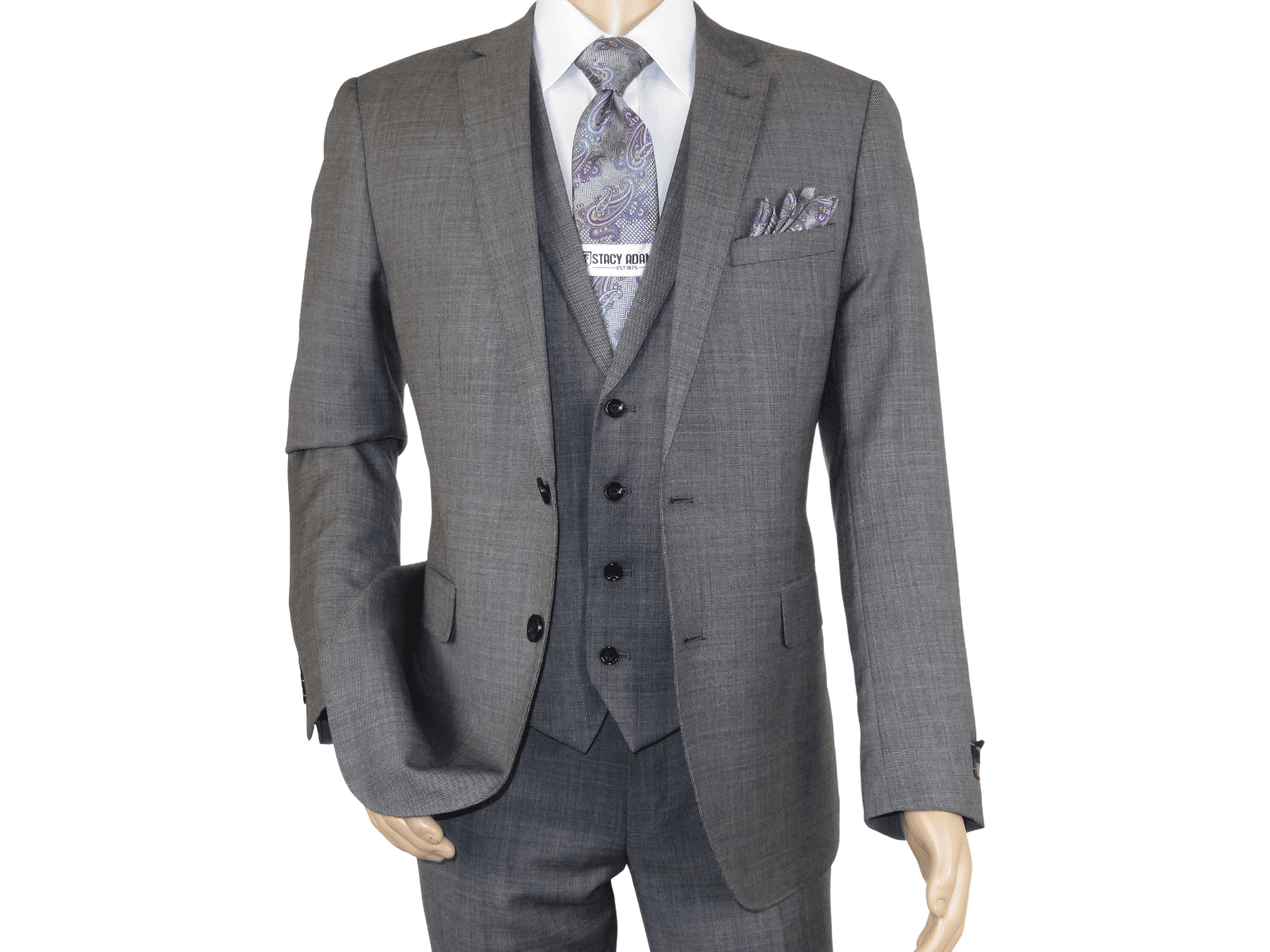 Men's Apollo King 3 piece Vested Business Suit Vested SL203 Gray ...