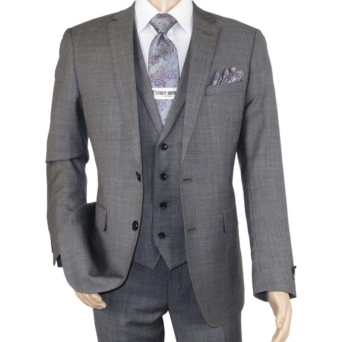 Men's Apollo King 3 piece Vested Business Suit Vested SL203 Gray ...