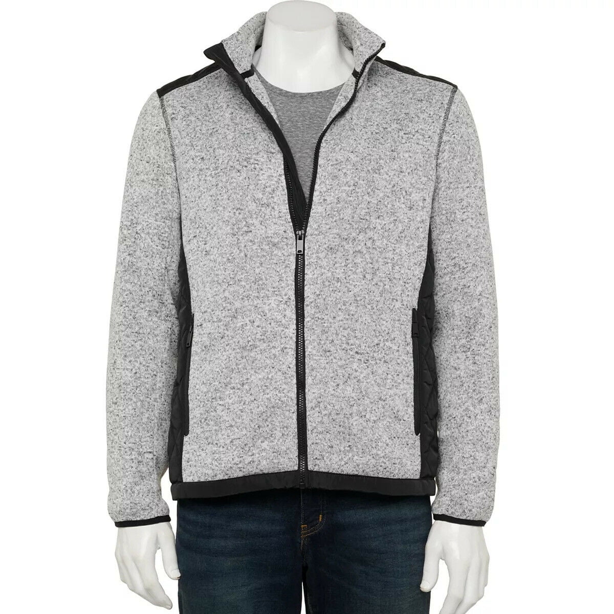 Men's Apt. 9® Sherpa-Lined Mock Neck Marled Sweater Fleece Jacket B4HP ...
