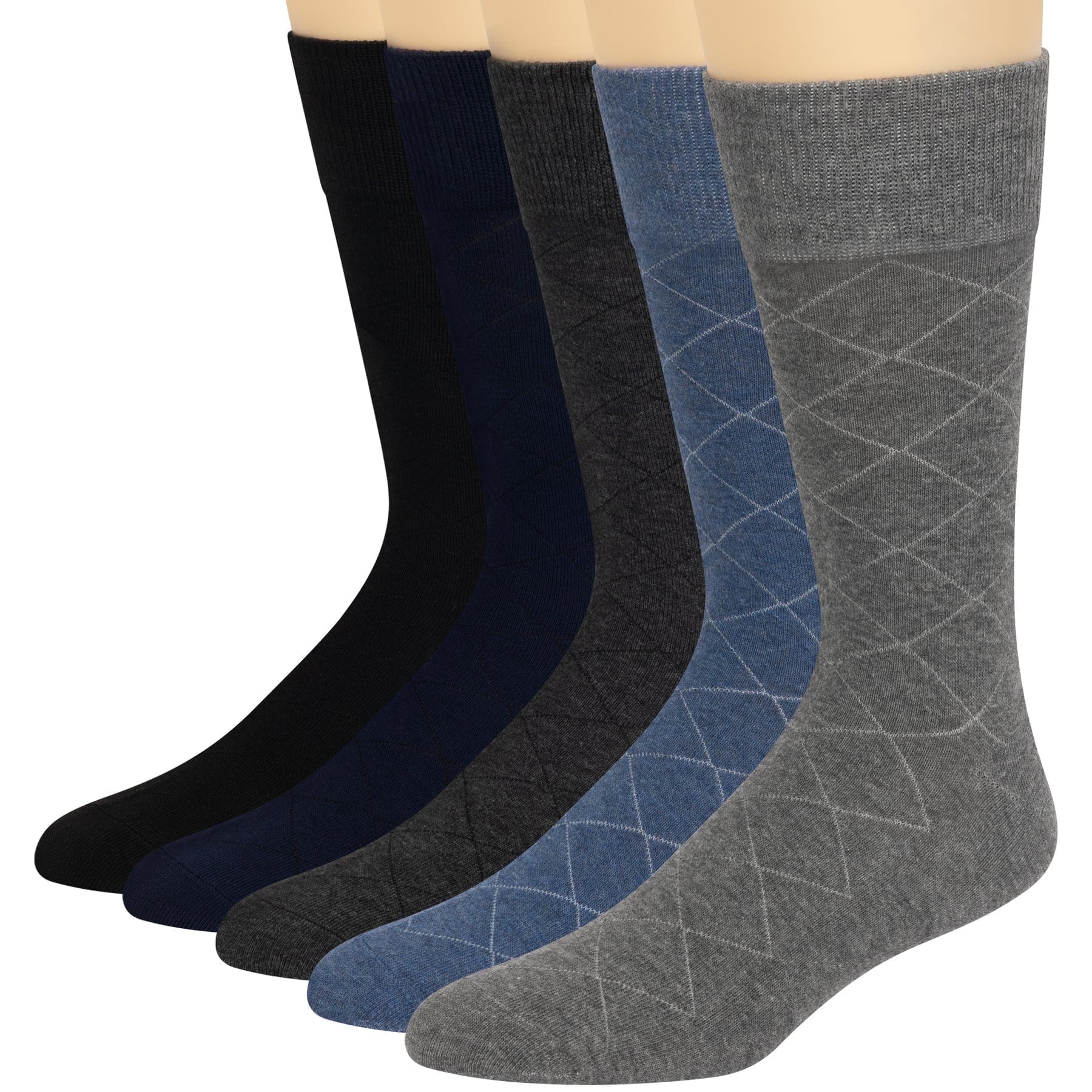 Men's Argyle Cotton Dress Socks, Casual Patterned Crew, Soft Work ...