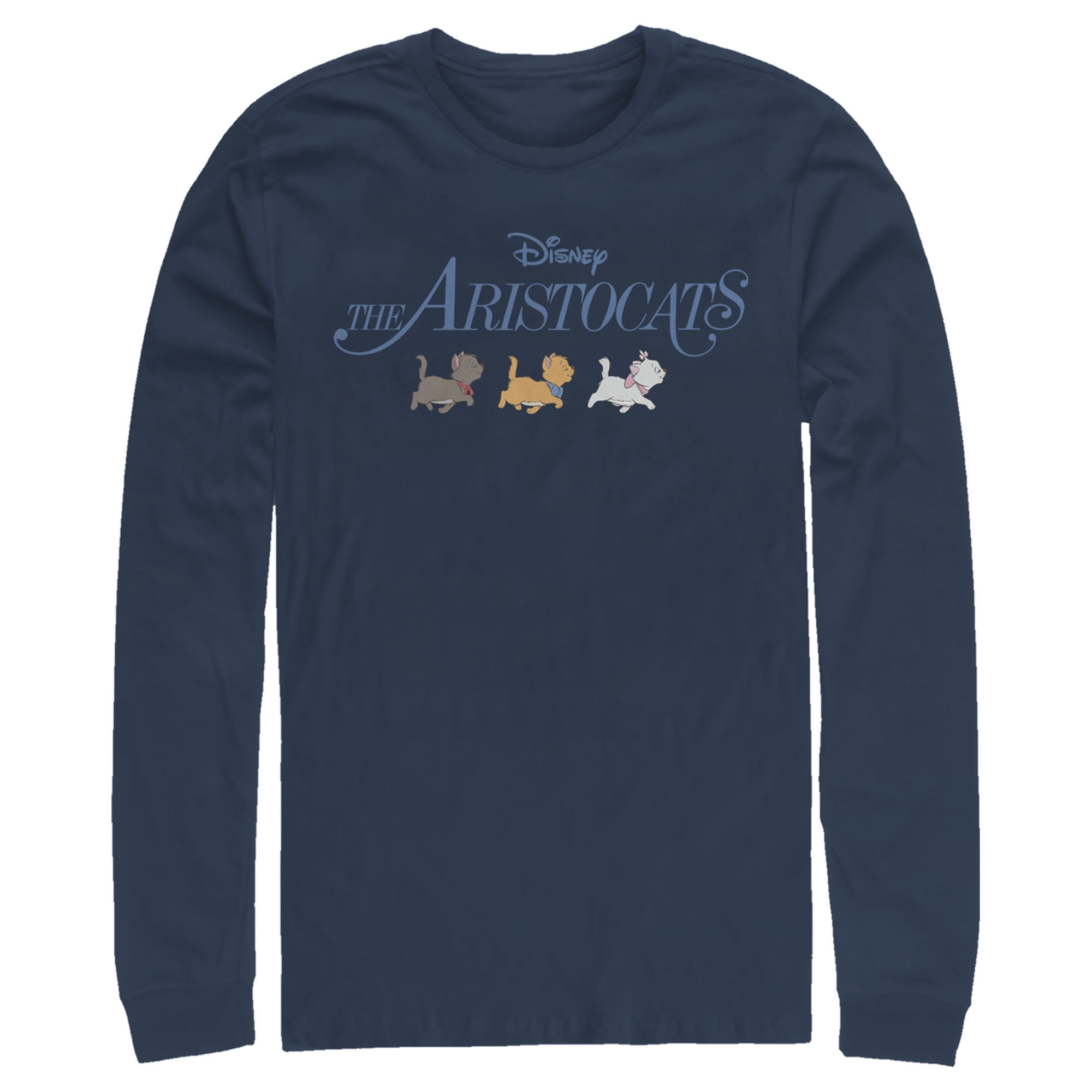 Men's Aristocats Kitten Strut Movie Logo Long Sleeve Shirt Navy Blue ...
