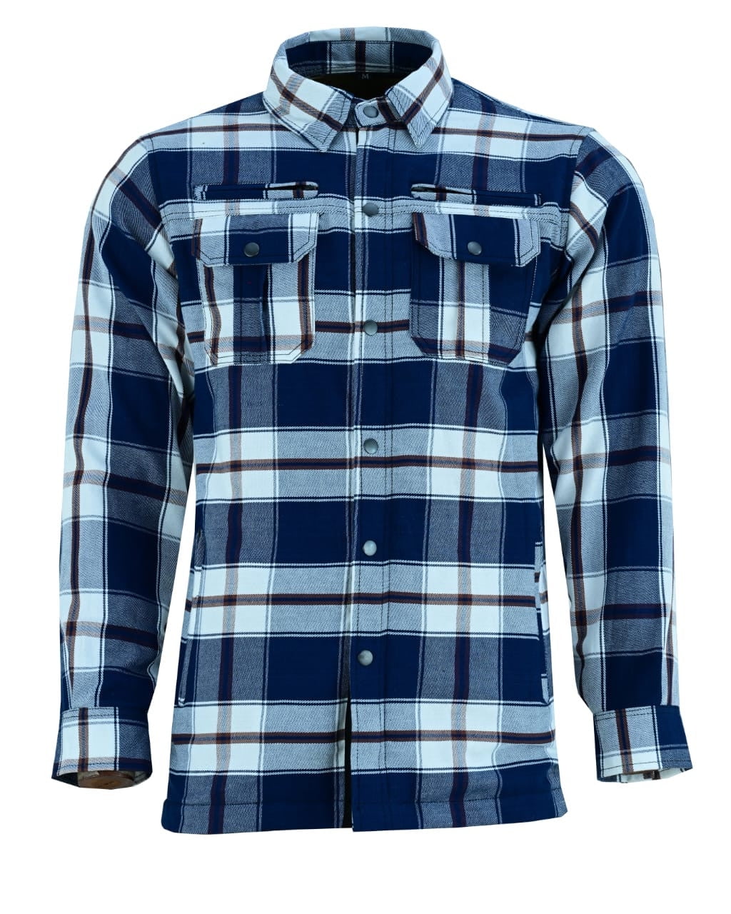 Men's Armored Checkered Flannel Biker Shirt, Multiple Waterproof ...