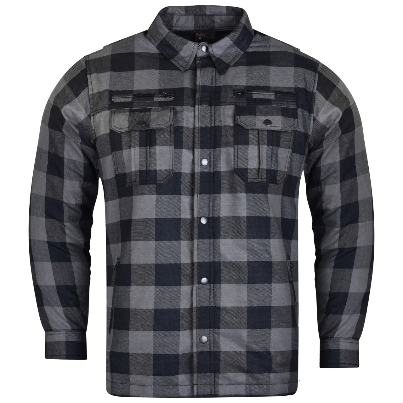 Men's Armored Checkered Flannel Biker Shirt, Multiple Waterproof ...