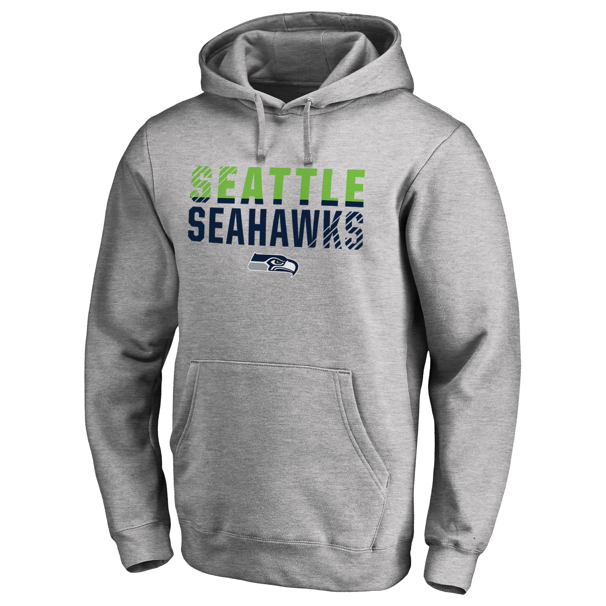Men's Ash Seattle Seahawks Iconic Collection Fade Out Pullover Hoodie ...
