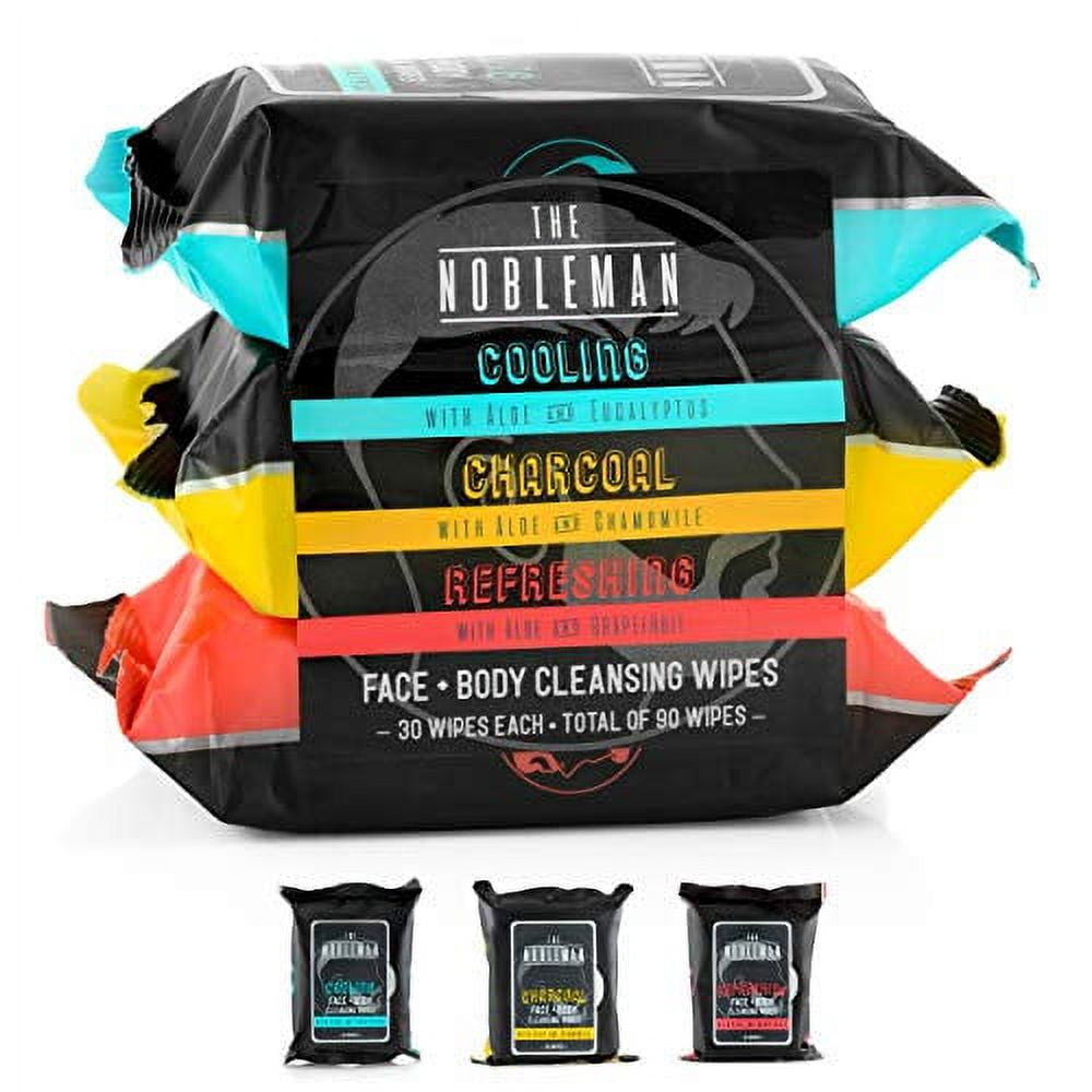 Men's Assorted Cleansing Wipes- .. .. Cooling/Charcoal/Refreshing - 3 ...
