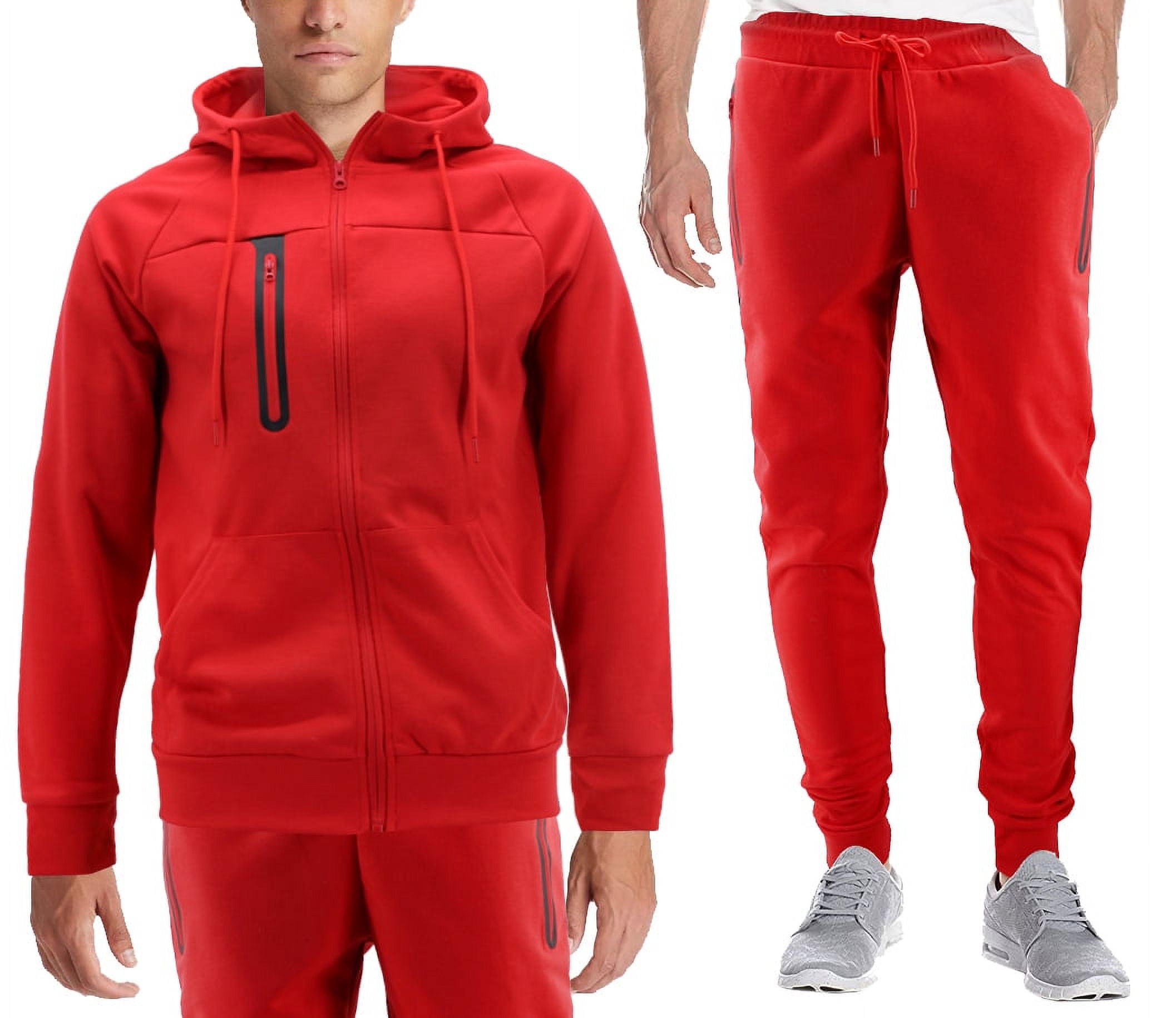Men's Athletic Gym Sport Casual Running Jogging Sweat Hooded Tracksuit ...