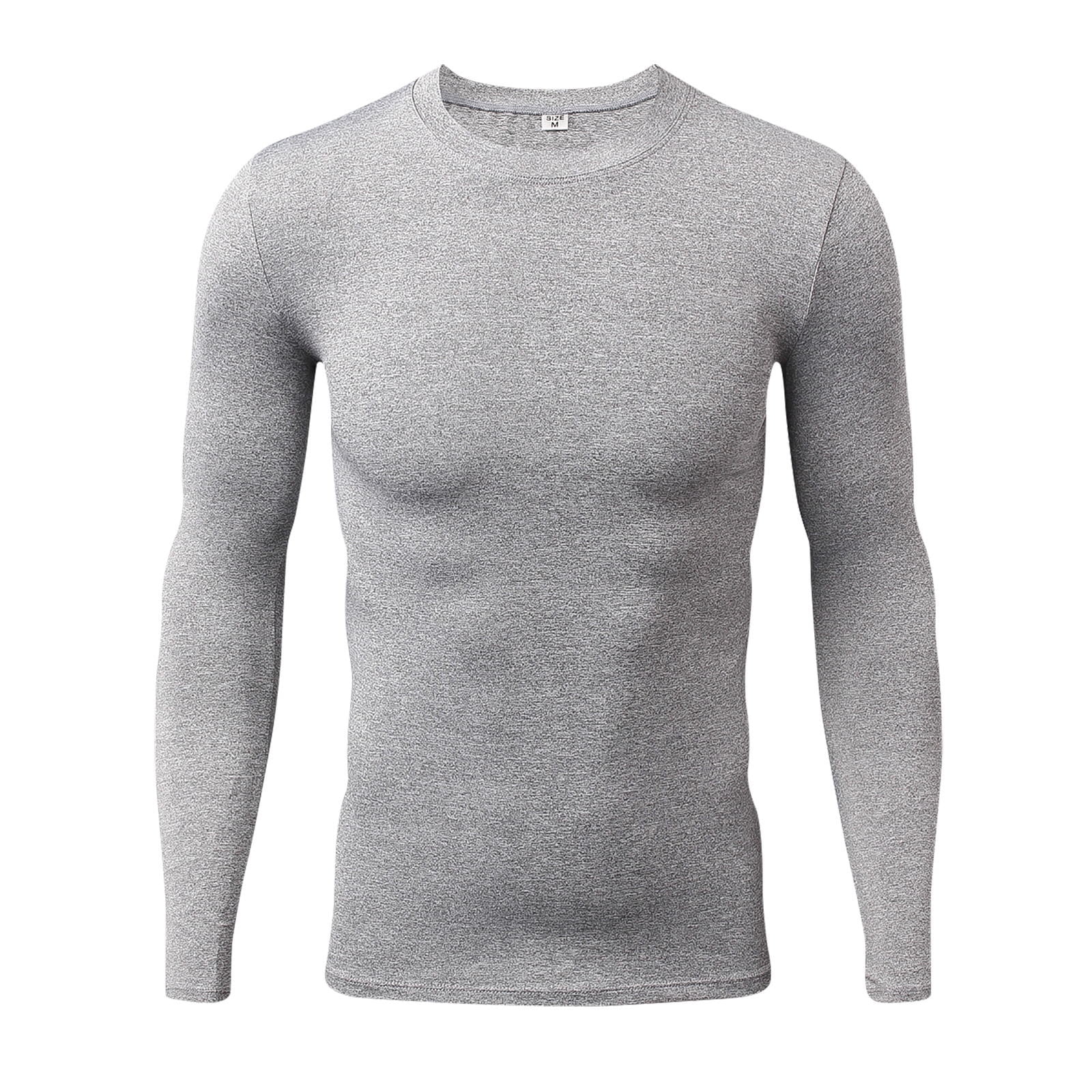 Men's Athletic Long Sleeve Compression Shirts Base-Layer Quick Dry ...