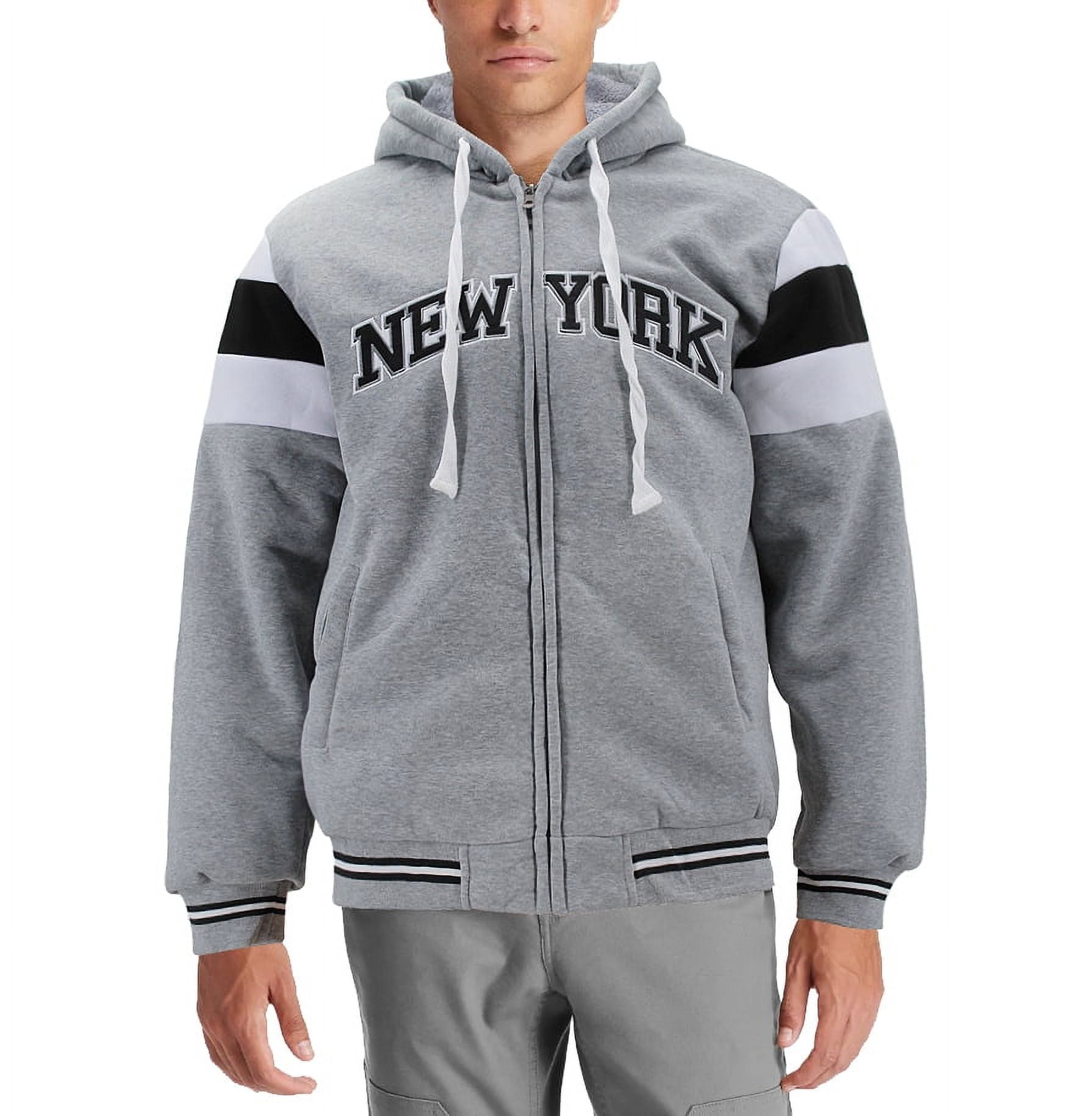 Men's Athletic New York Varsity Sherpa Fleece Lined NYC Zip Up Hoodie ...