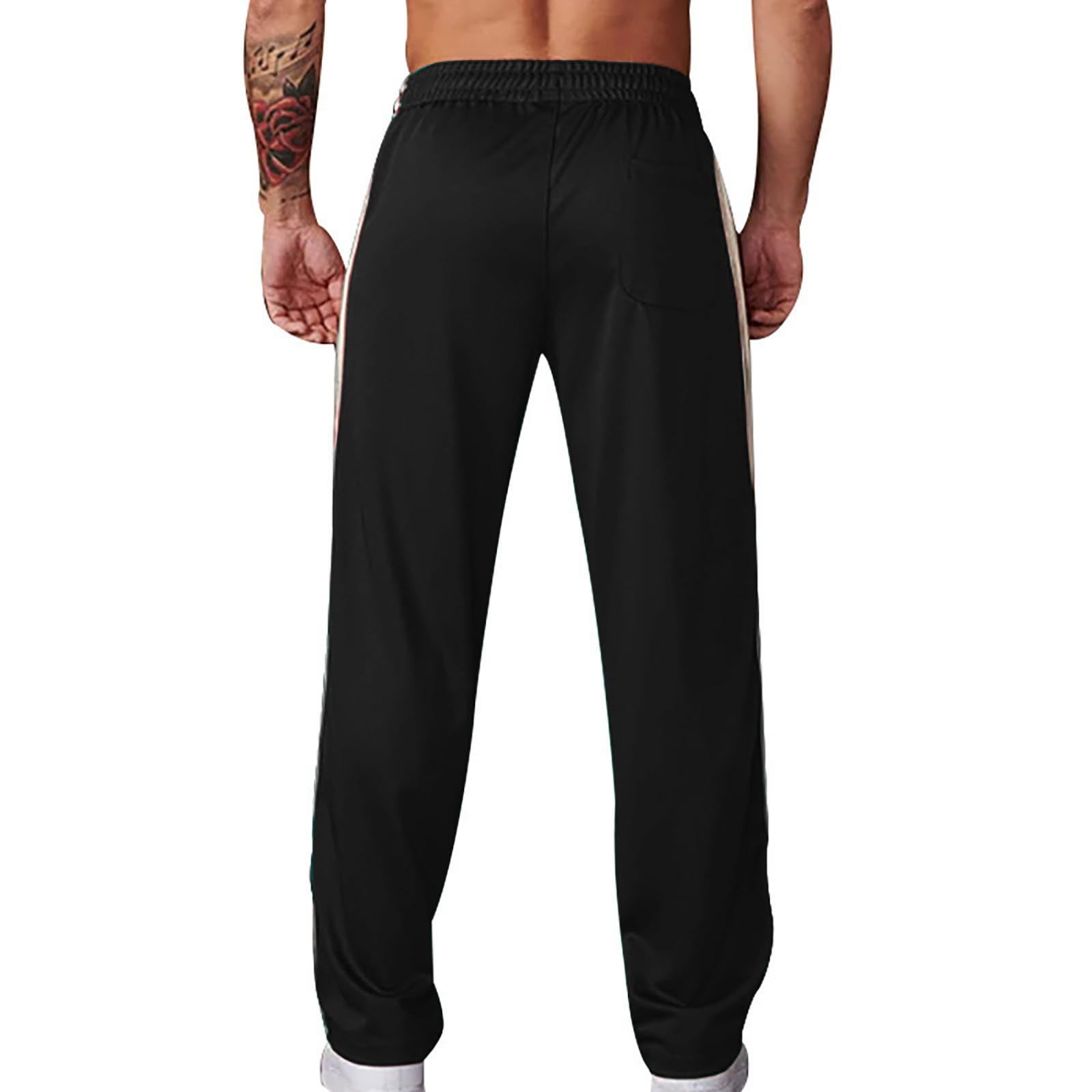 Men's Athletic Pants Open Bottom Loose Fit Straight Twill Sweatpants ...
