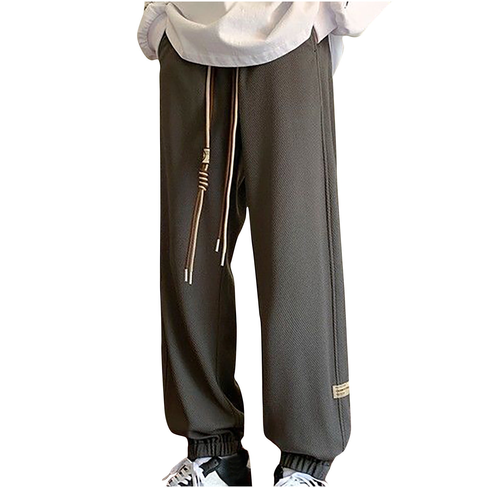 Men's Athletic Pants Stretch Elastic Waist Drawstring Joggers Pants ...