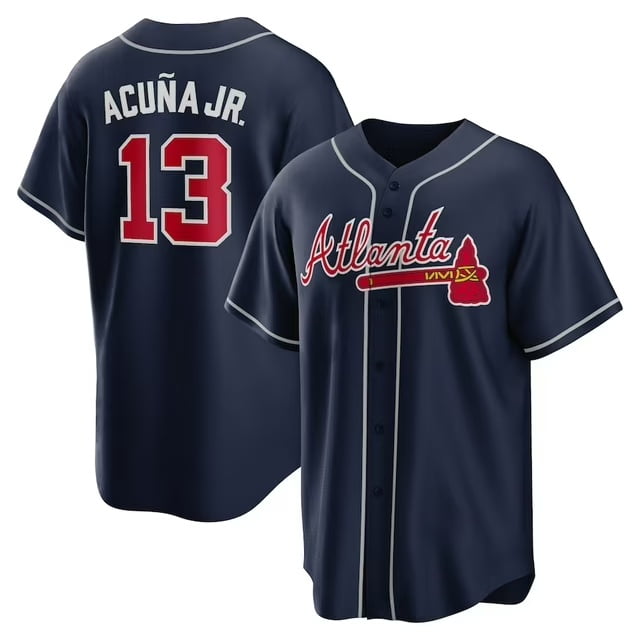 Men's Atlanta #13 Acuna Jr. Limited Embroidery T-shirts Fans Gameday ...