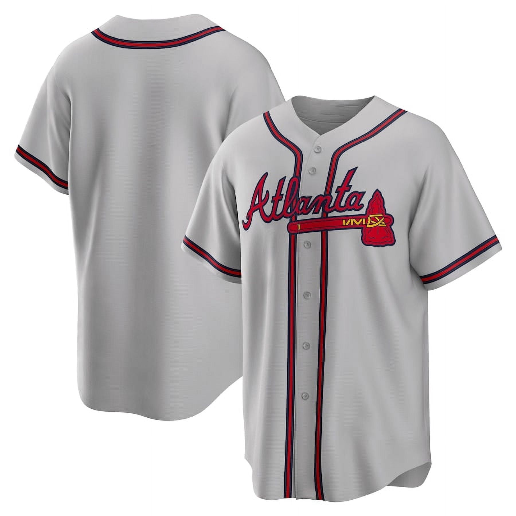 Men's Atlanta Gray Replica Stitched Blank Team T-shirts Sports Tops ...