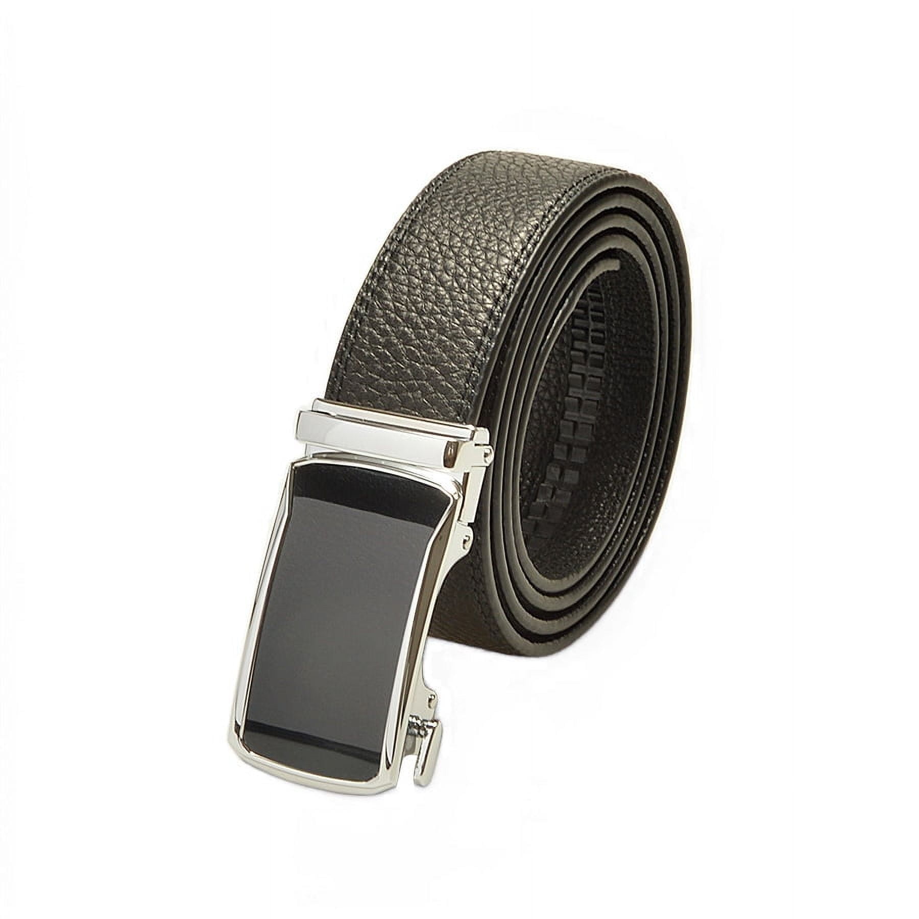 Fosongya No Hole Automatic Buckle Belts for Men - Genuine Leather ...