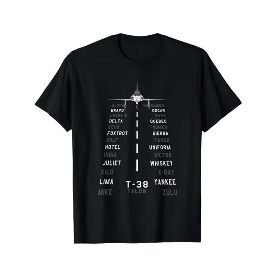 Men's Aviation Phonetic Alphabet Pilot T-Shirt - T-38 Talon Jet ...